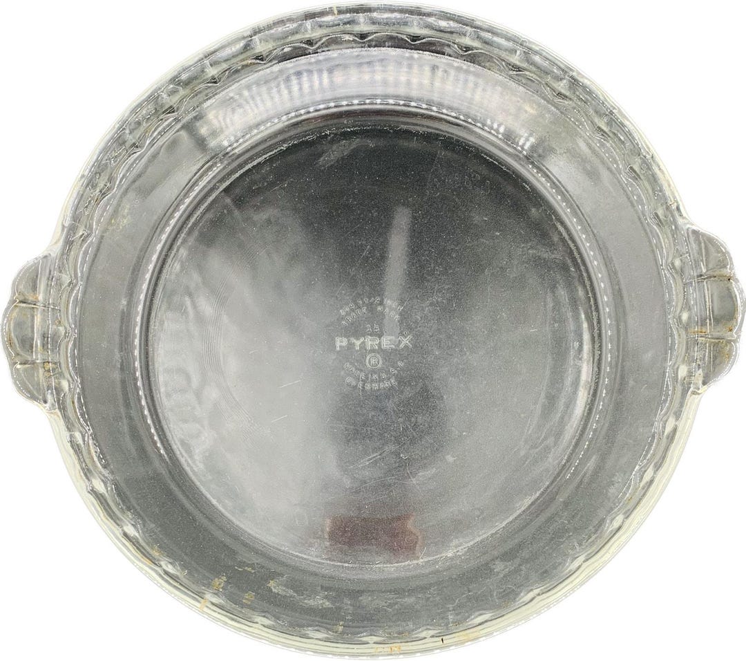 Pyrex Glass Pie Plate Dish Pan 9.5" Round 229 Clear Handles Fluted Edge ...