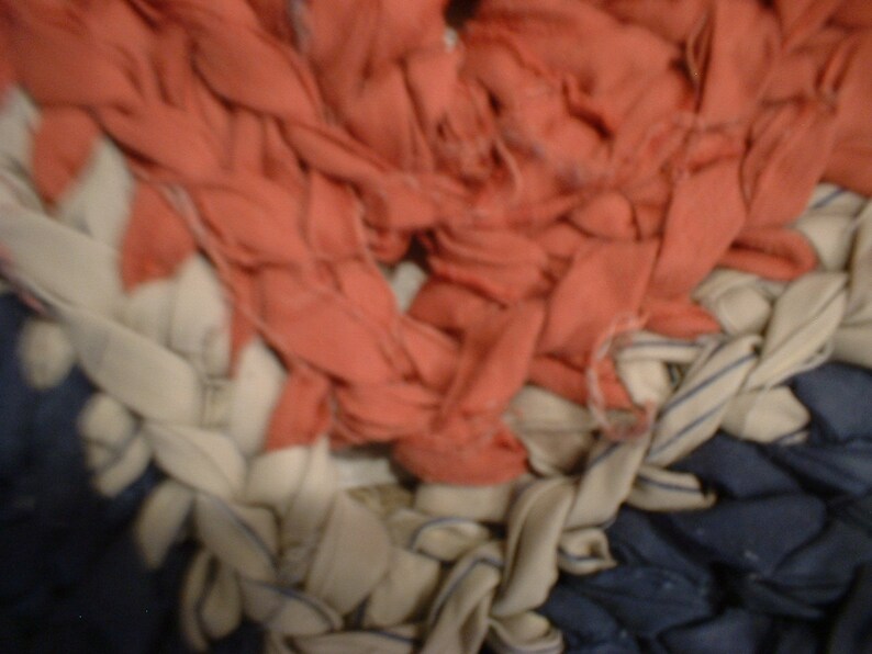 Crocheted Heart Navy, Rust and Tan Rug - Etsy