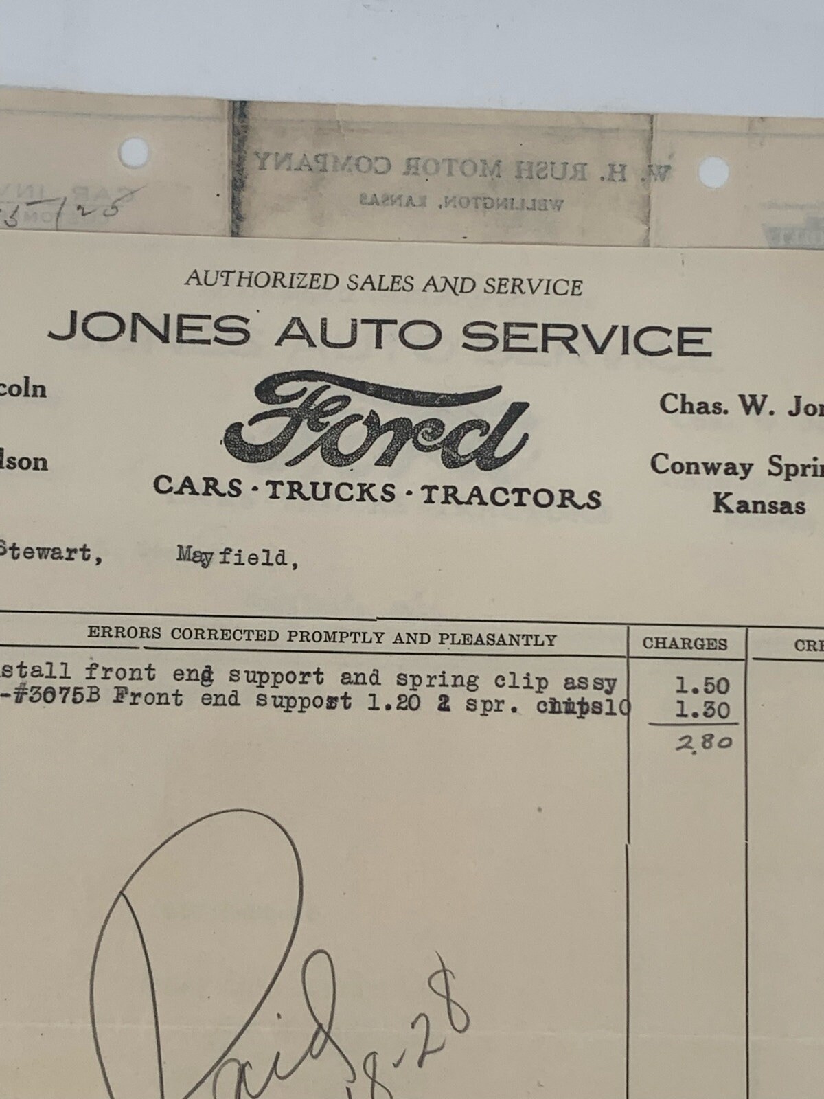 Vintage Paper Ephemera Auto Coach Chevrolet Ford 1928 New Car Invoice ...