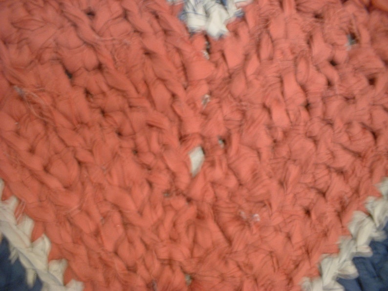 Crocheted Heart Navy, Rust and Tan Rug - Etsy