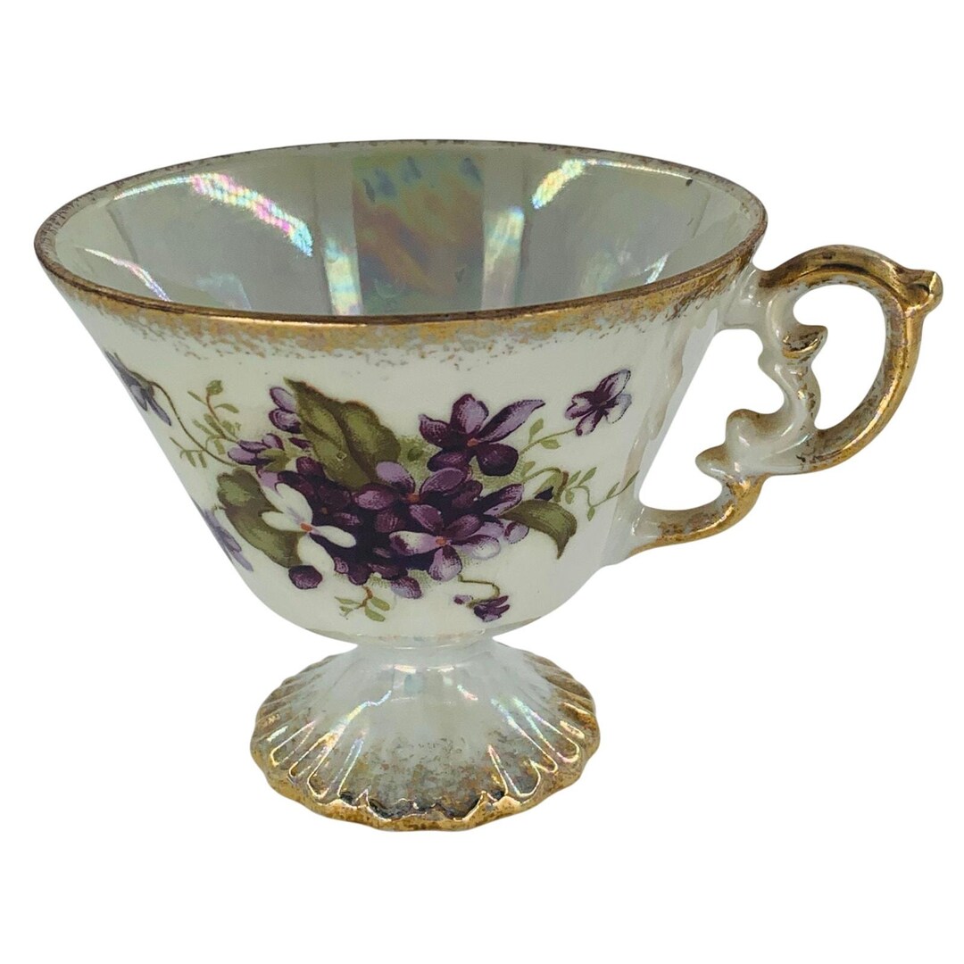 Lusterware Tea Cup Iridescent Wash Violet White February Demitasse ...