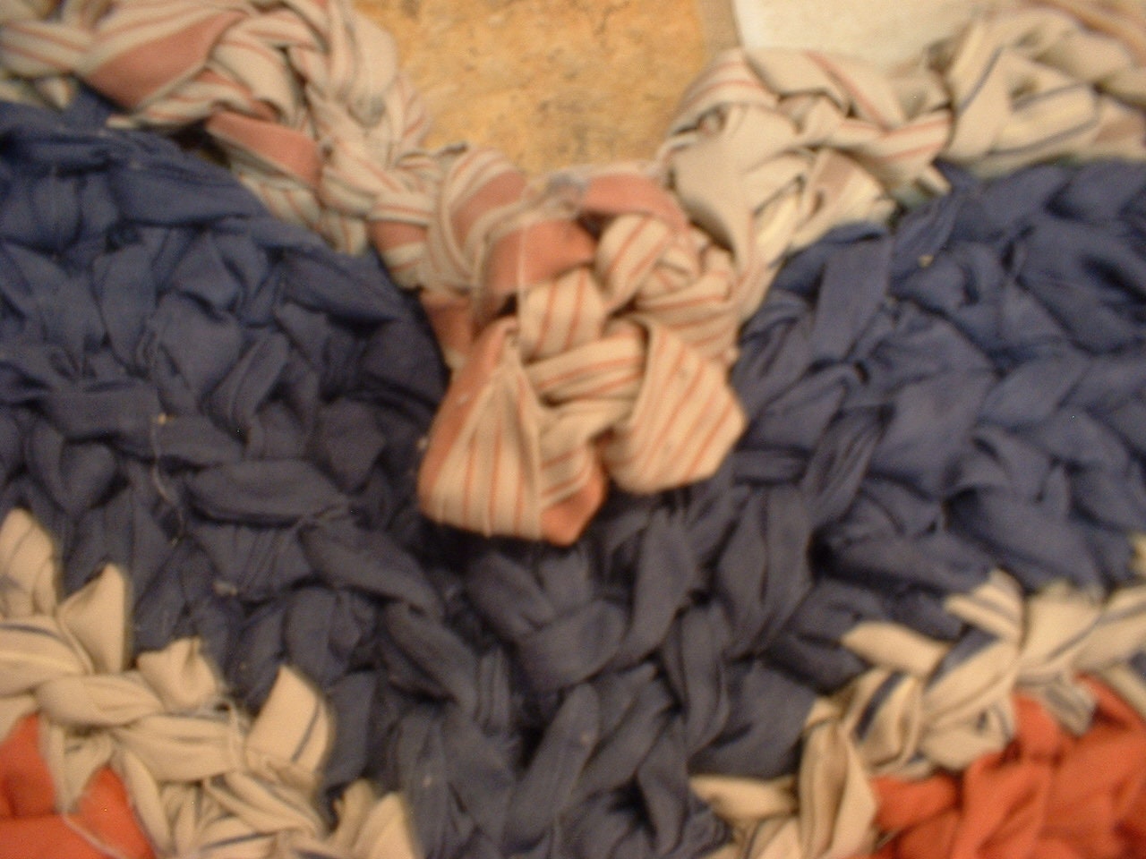 Crocheted Heart Navy, Rust and Tan Rug - Etsy