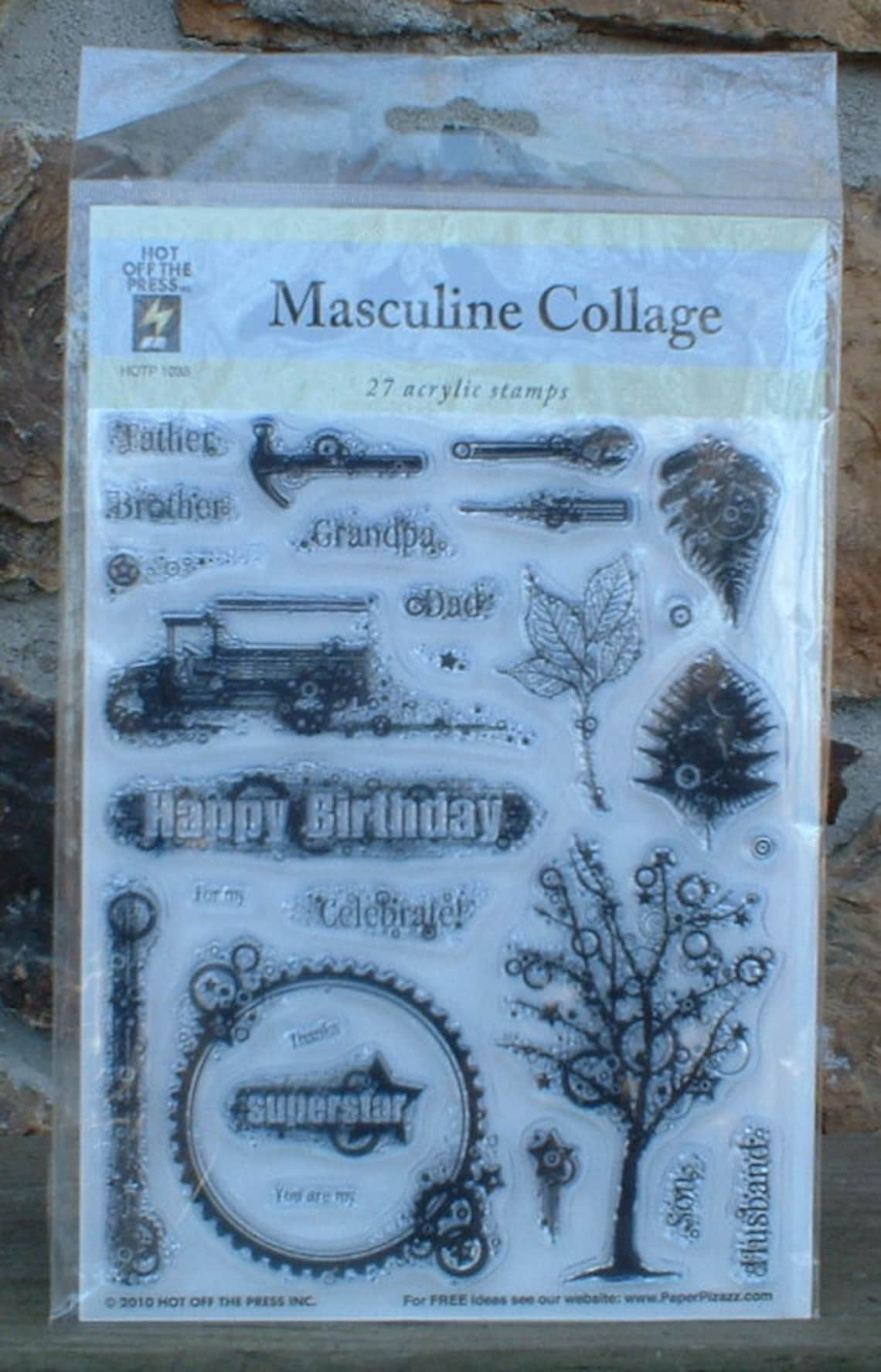 Masculine Collage 27 Acrylic Stamps - Etsy