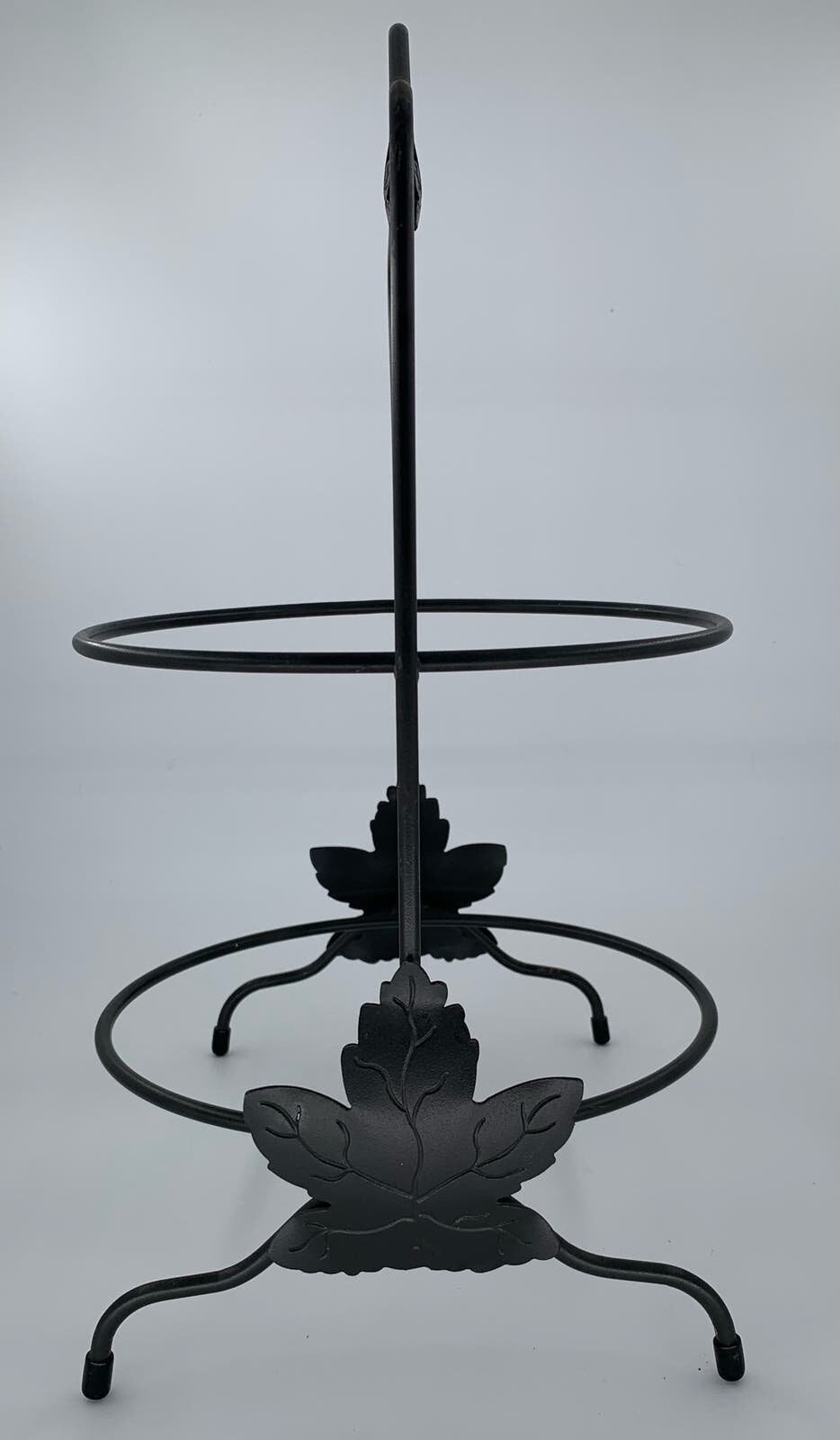Longaberger Wrought Iron Plate Pie Rack Stand Holder 2 Tiers Maple Leaf ...