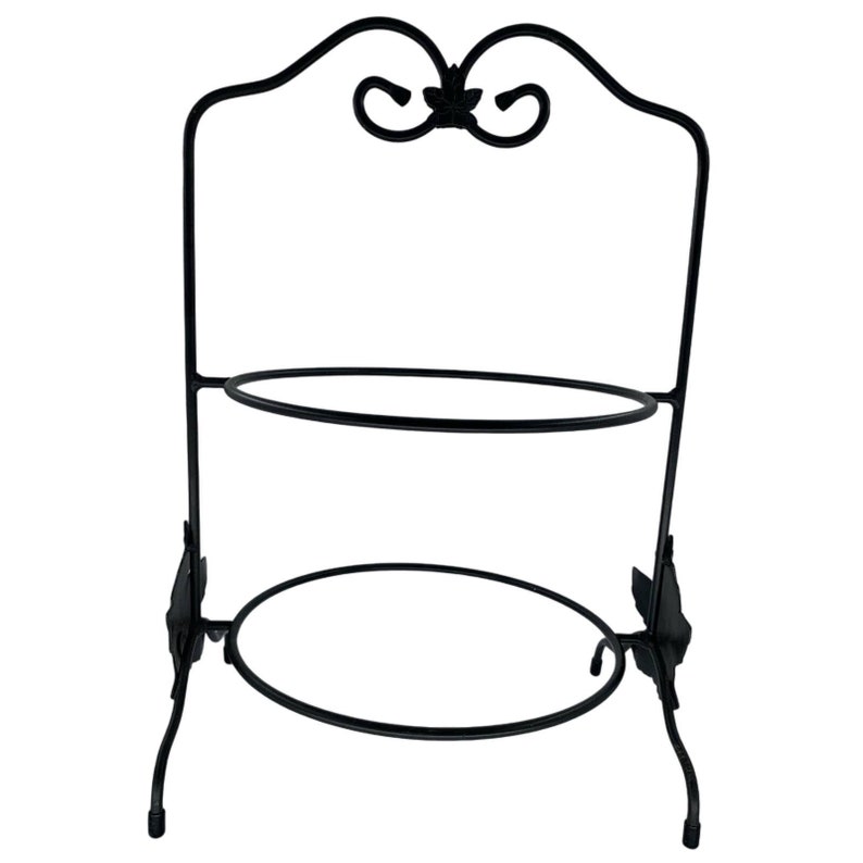 Longaberger Wrought Iron Plate Pie Rack Stand Holder 2 Tiers Maple Leaf ...