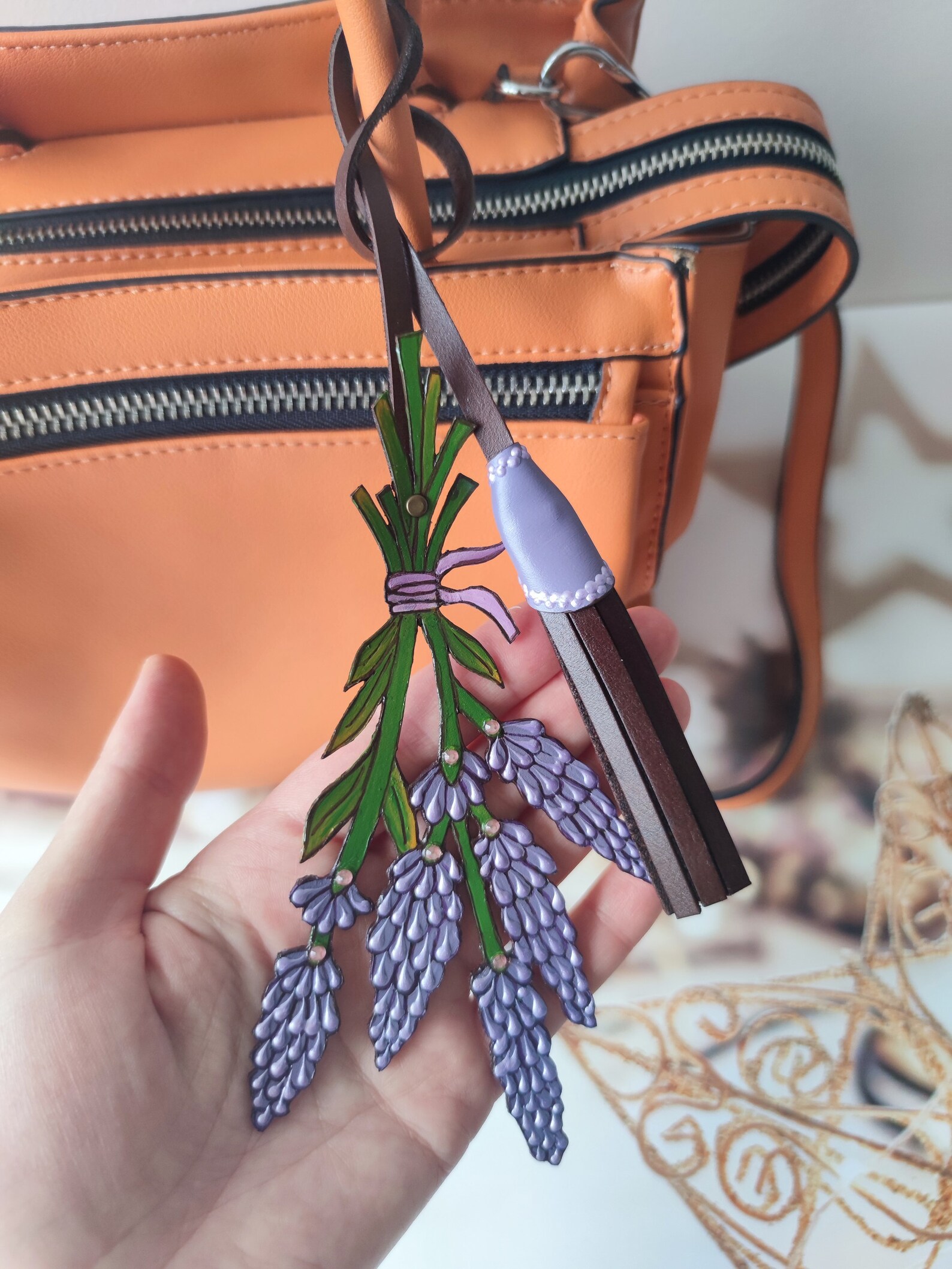 Lavender Leather Bag Charm Leather Handbag Charm Leathe - Etsy