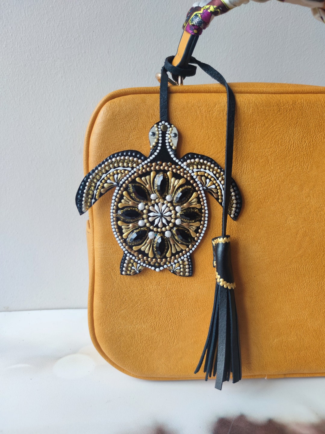 Unique Turtle Leather Bag Charm, Leather Animal Keychain, Gift for ...