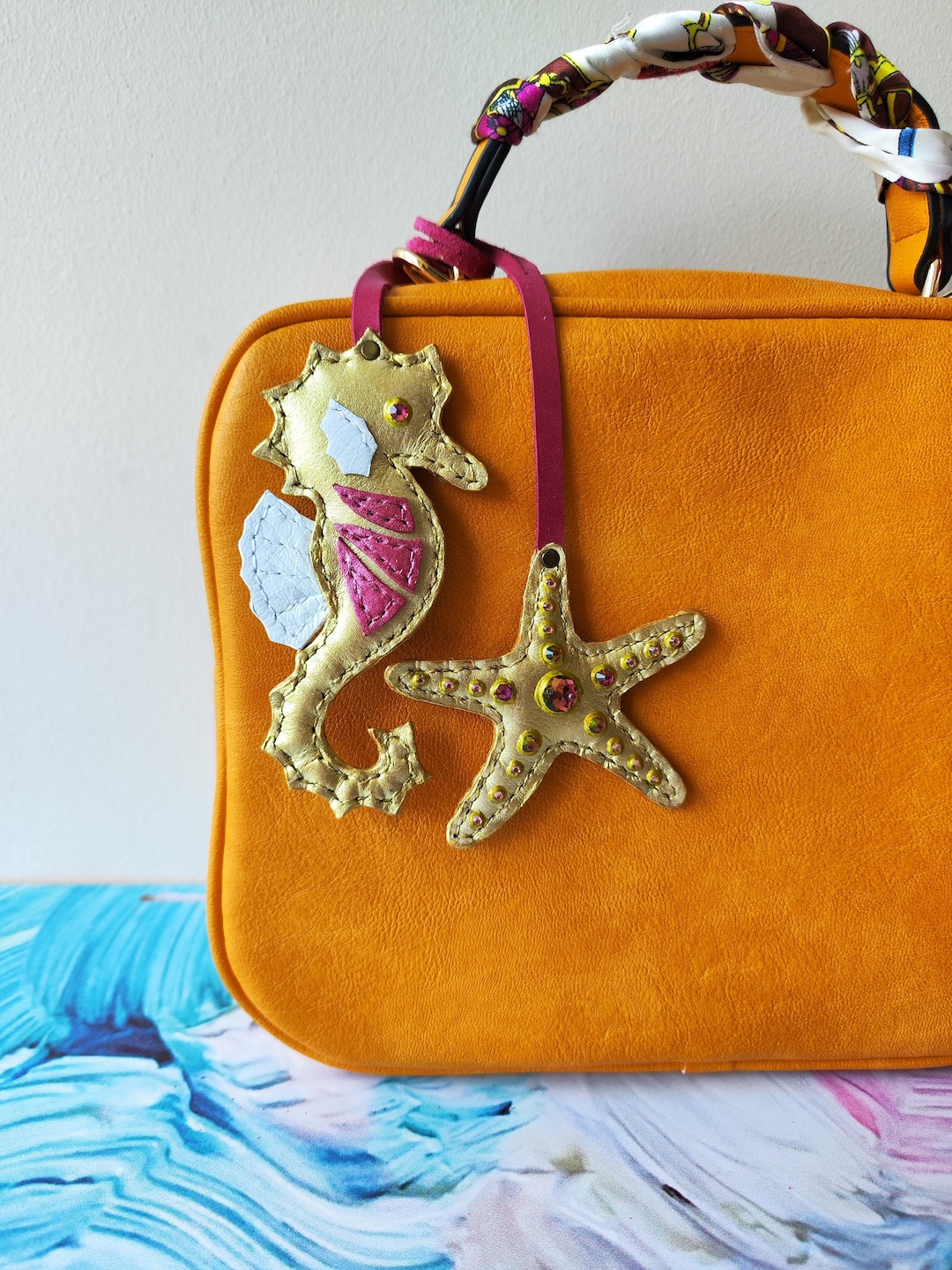 Cute Seahorse, Starfish Handbag and Purse Charm, Seahorse Keychain ...