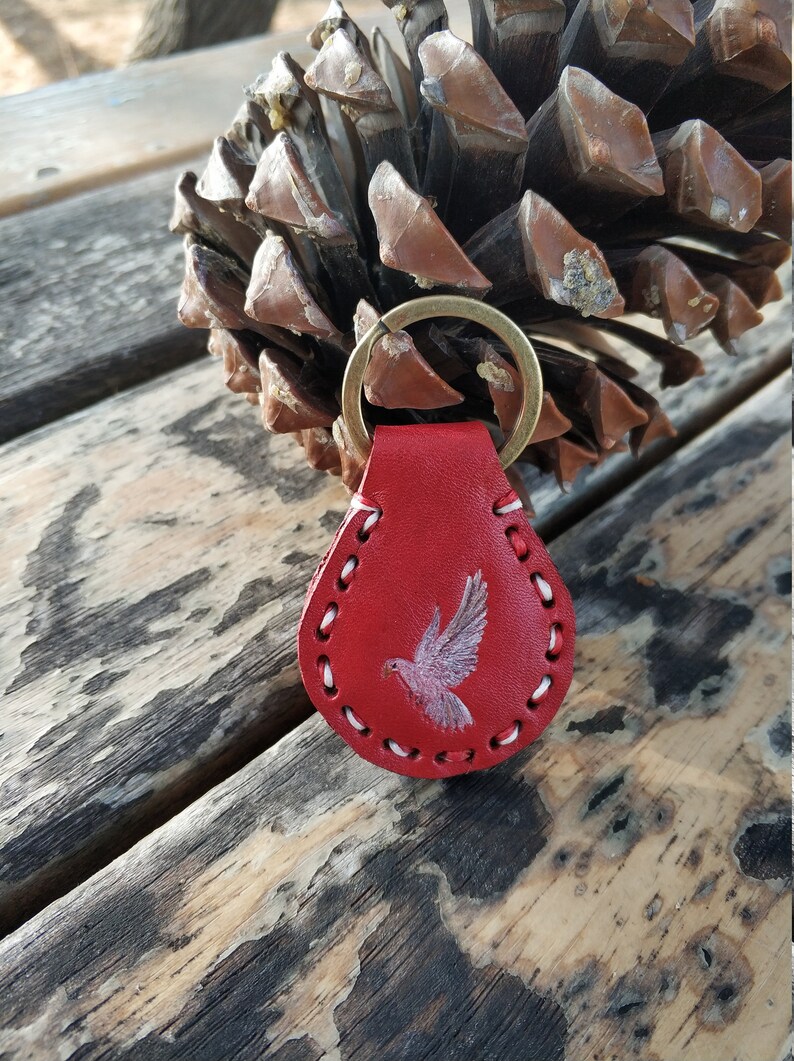 Dove Keychain Leather Bird Keychain Key Fob Bird Leather Bird - Etsy