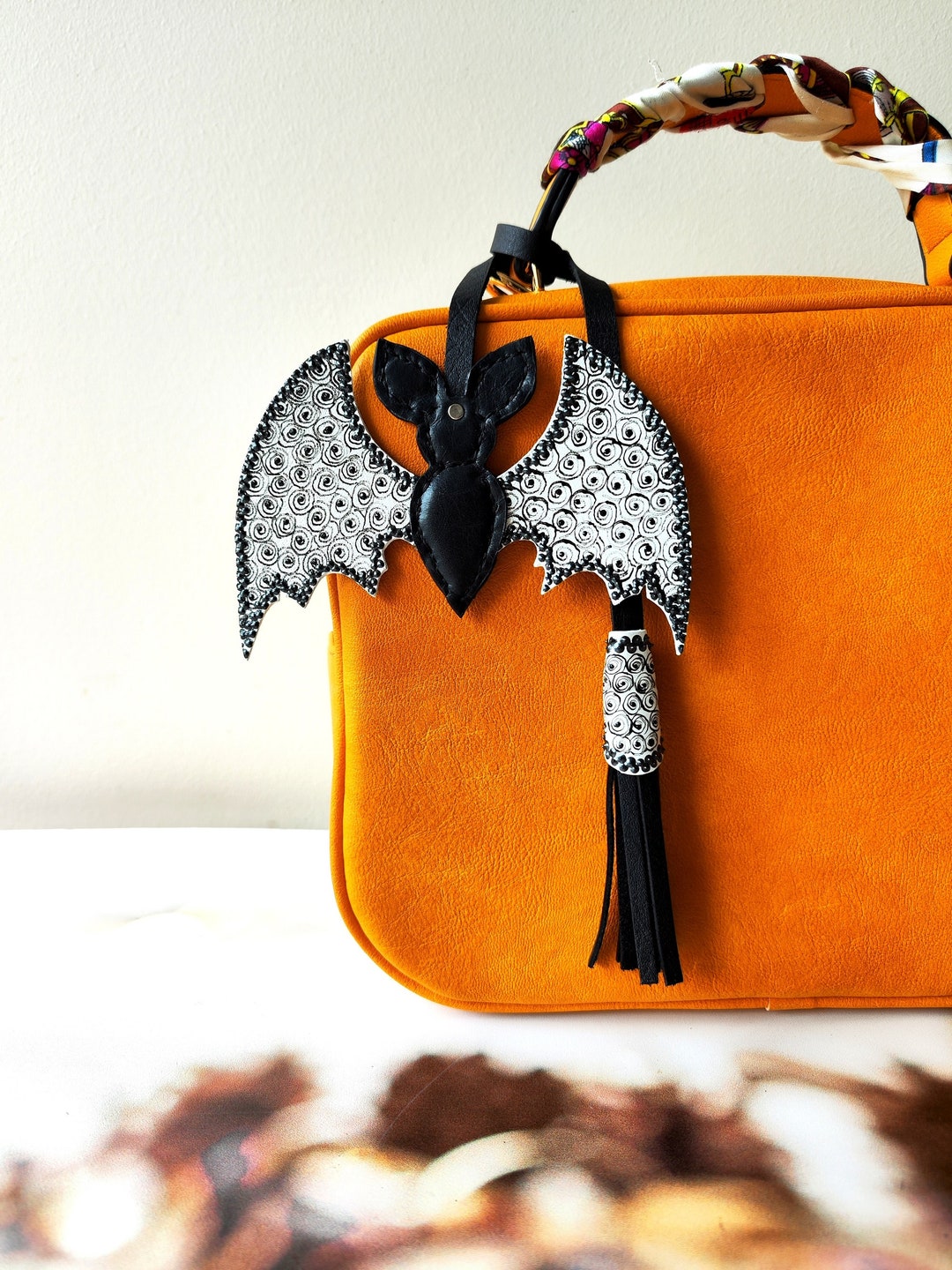 Leather Bat Bag Charm: Handmade Gothic Purse Tassel - Etsy