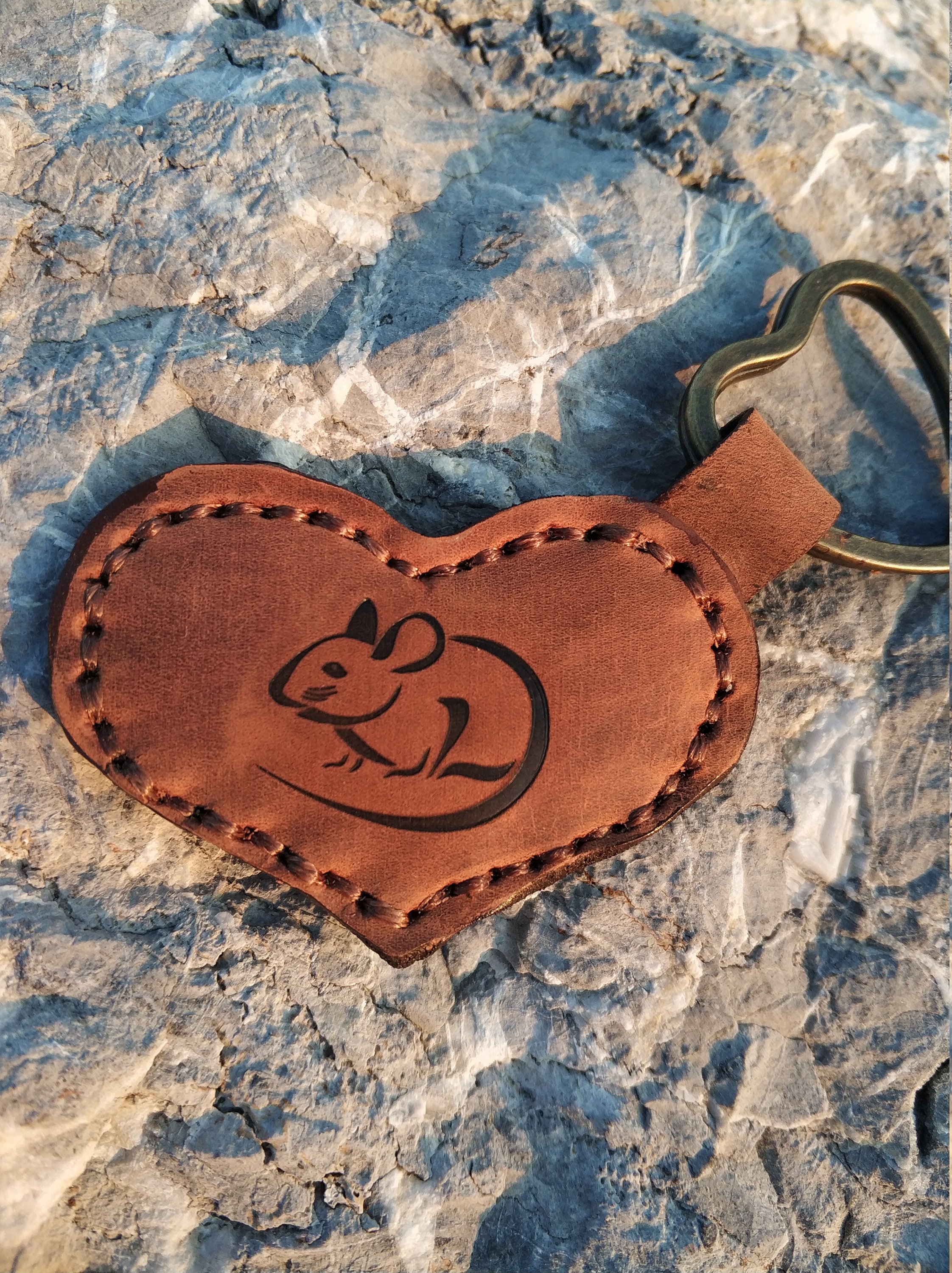 Mouse Key Ring Leather Keychain with Rat Ornament Mouse | Etsy