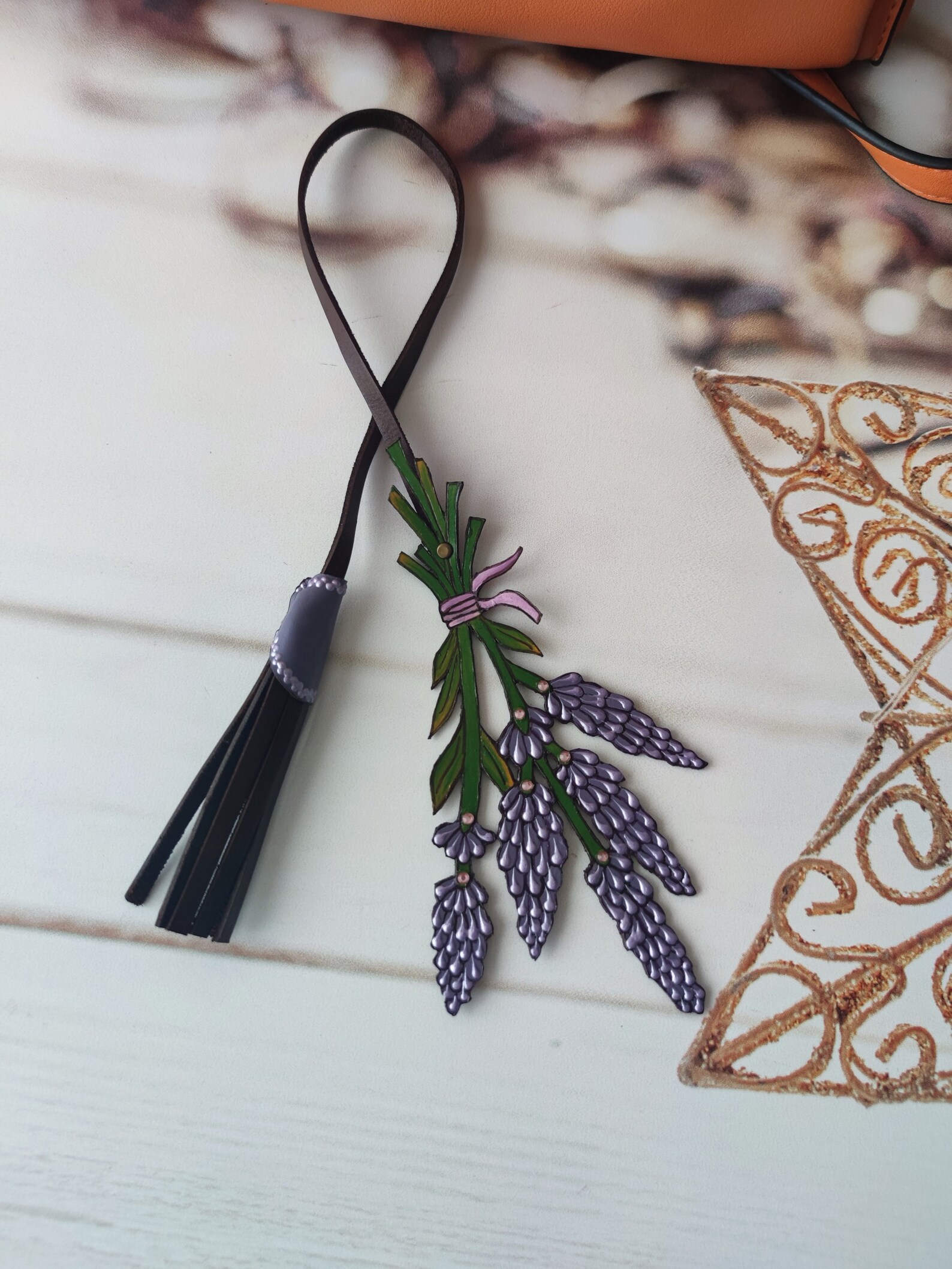 Lavender Leather Bag Charm Leather Handbag Charm Leathe - Etsy