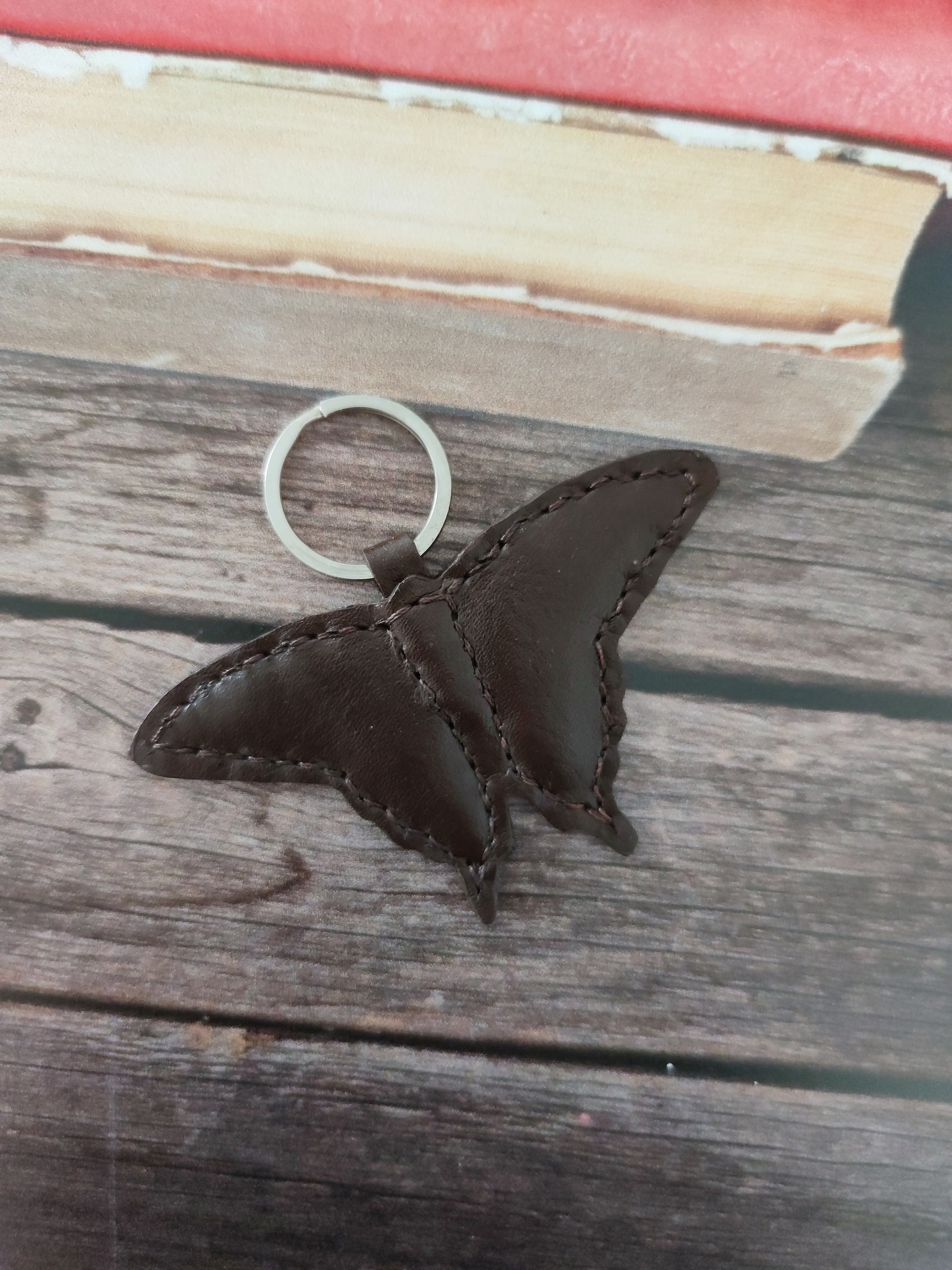 Leather Butterfly Key Ring Hand-painted Butterfly Keychain Key - Etsy