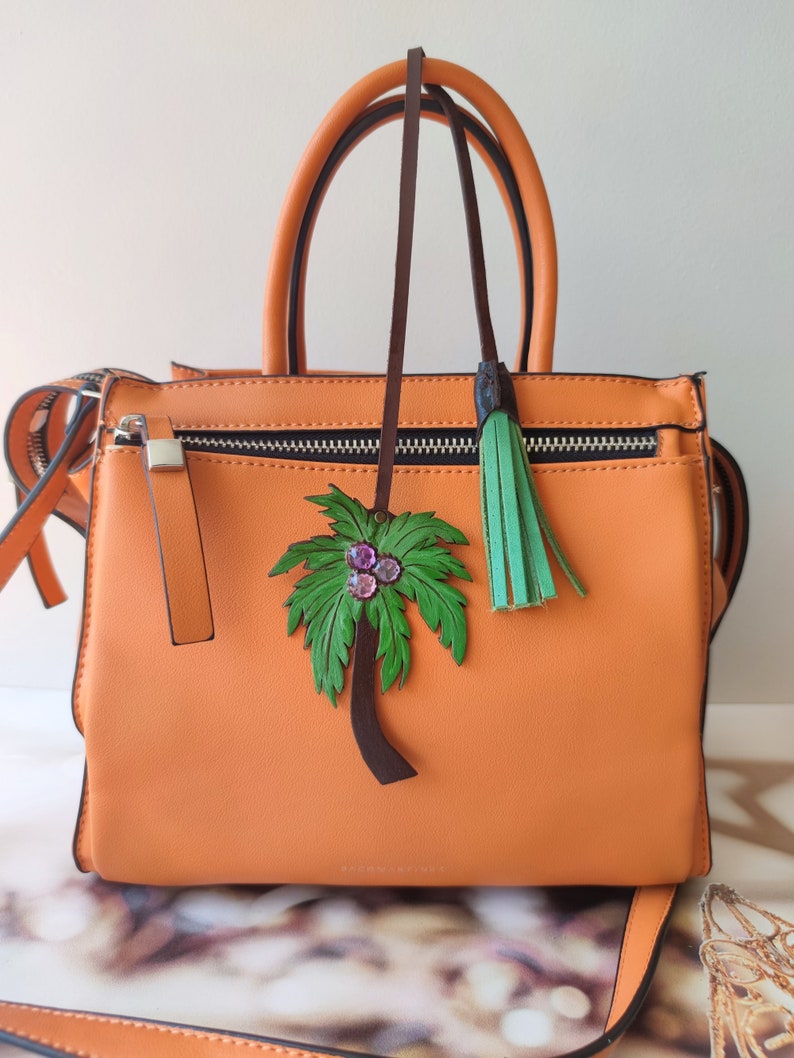 Palm Tree Bag Charm Tropical Leather Bag Charm Coconut Tree - Etsy