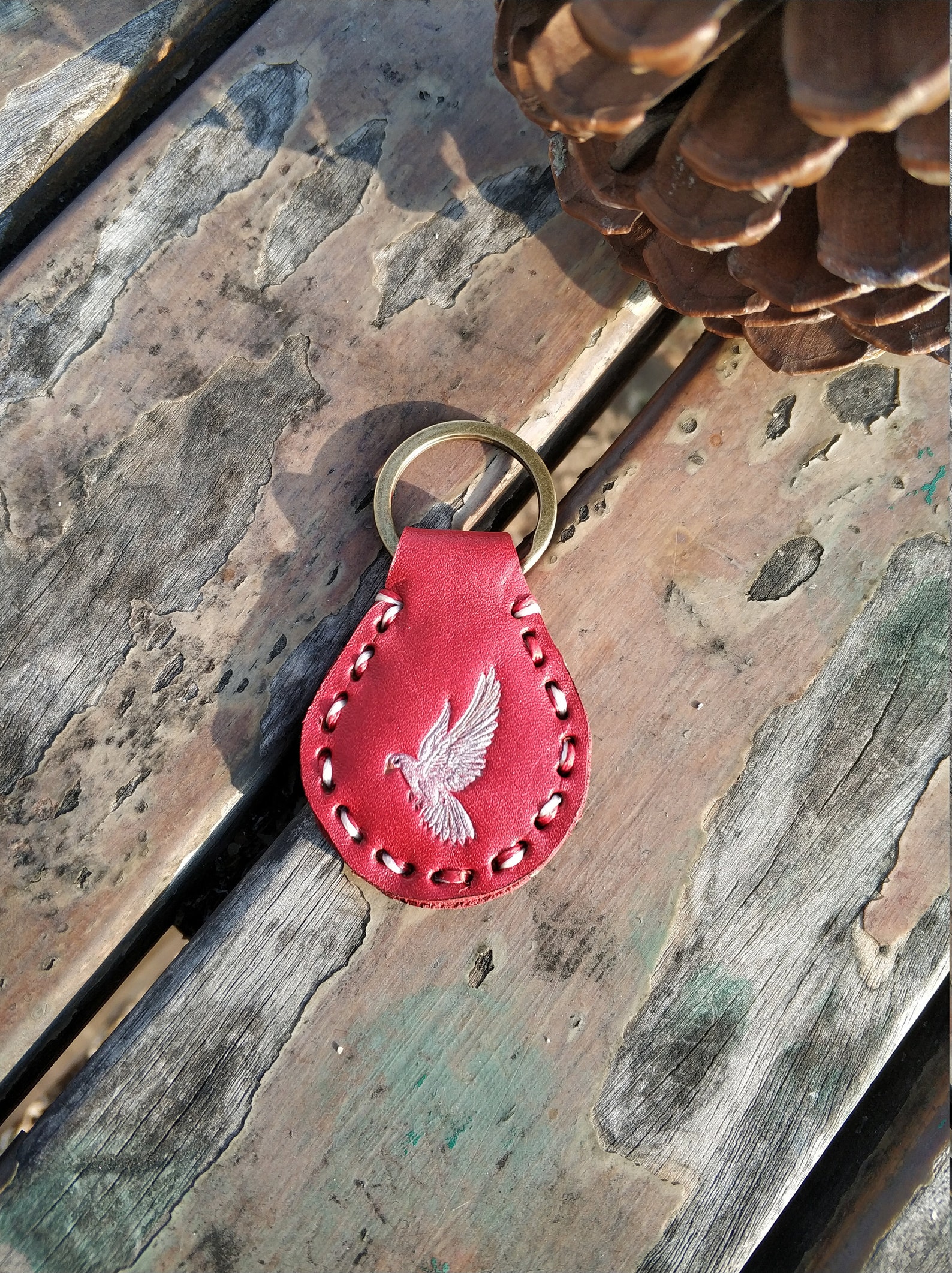 Dove Keychain Leather Bird Keychain Key Fob Bird Leather Bird - Etsy