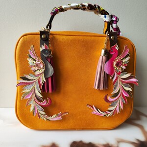 Dainty Bird Purse Charm, Unique Leather Phoenix Purse Charm, Leather ...