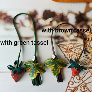 Handmade Leather Strawberry Bag Charm: Petrykivka Painting - Etsy
