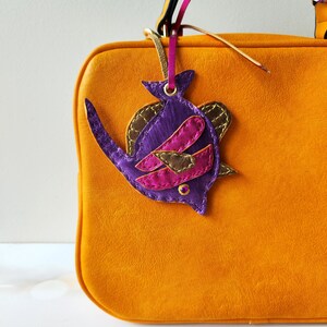 Purple Angelfish Leather Purse Charm, Tropical Fish Handbag Charm, Fish ...