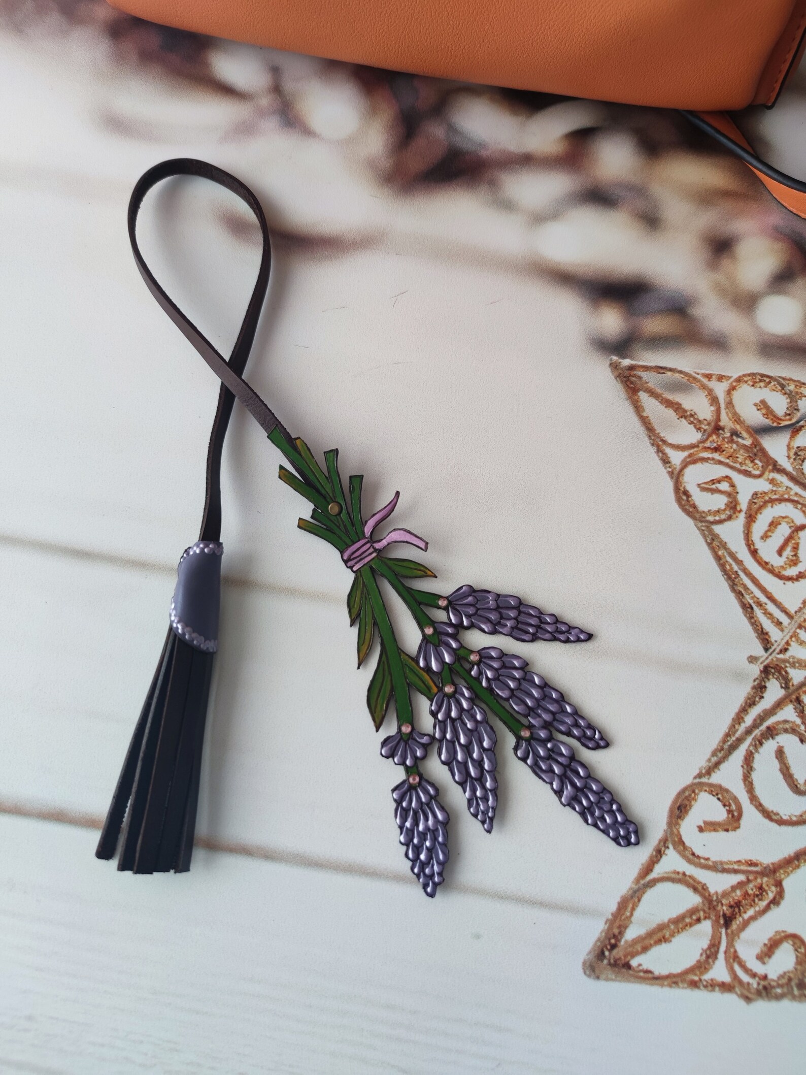 Lavender Leather Bag Charm Leather Handbag Charm Leathe - Etsy