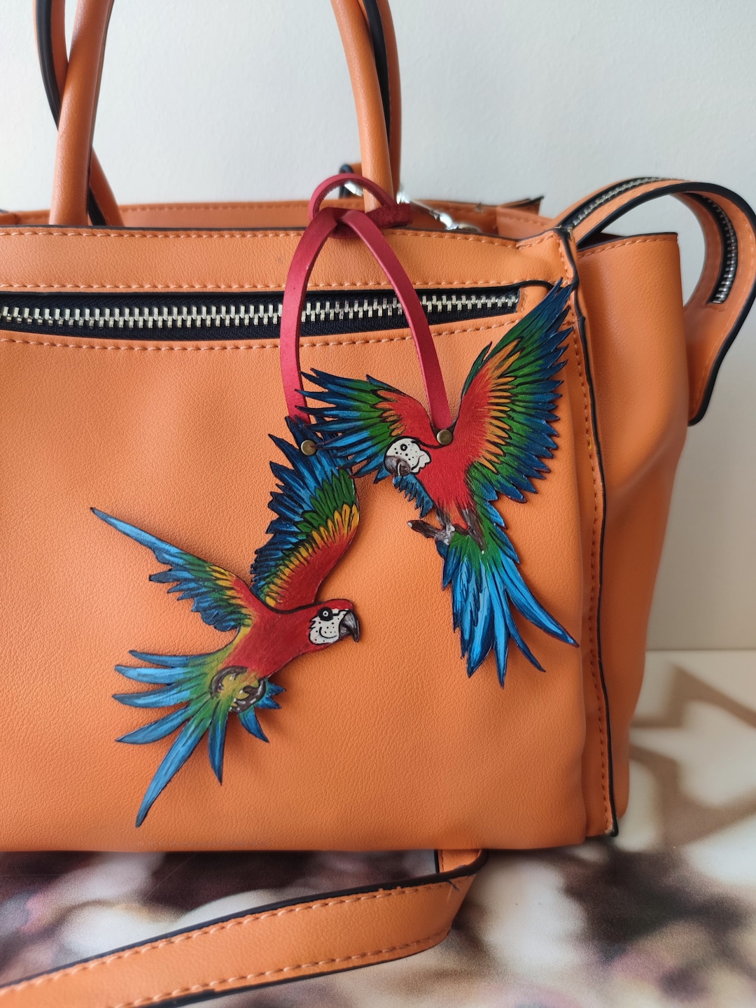 Handmade Colorful Leather Parrot Bag Charm: Bird Lover Gift - Etsy