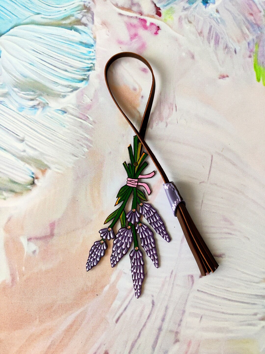 Lavender Leather Bag Charm, Leather Handbag Charm, Leathe Gifts Design ...