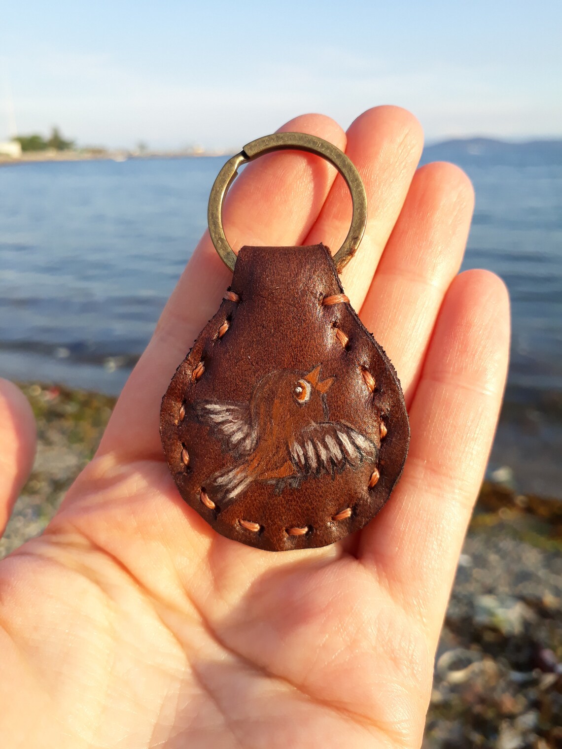 Bird Leather Keychain Bird Key Fob Animal Keychain Genuine | Etsy