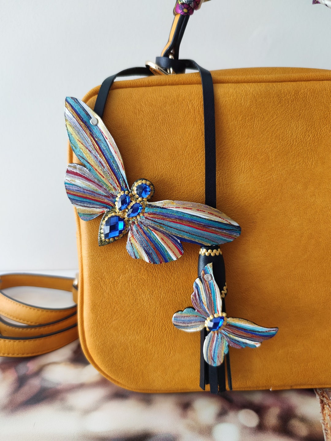 Leather Butterfly Bag Charm, Butterfly Purse Charm, Christmas Gift Bag ...