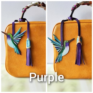 Handmade Leather Hummingbird Bag Charm: Colorful Bird Lover Gift - Etsy