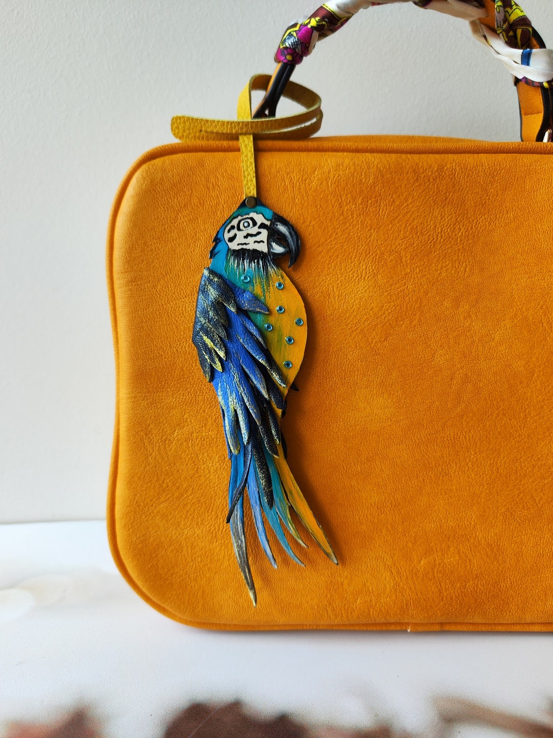Handmade Leather Parrot Handbag Charm: Tropical Bird Purse Accessory - Etsy