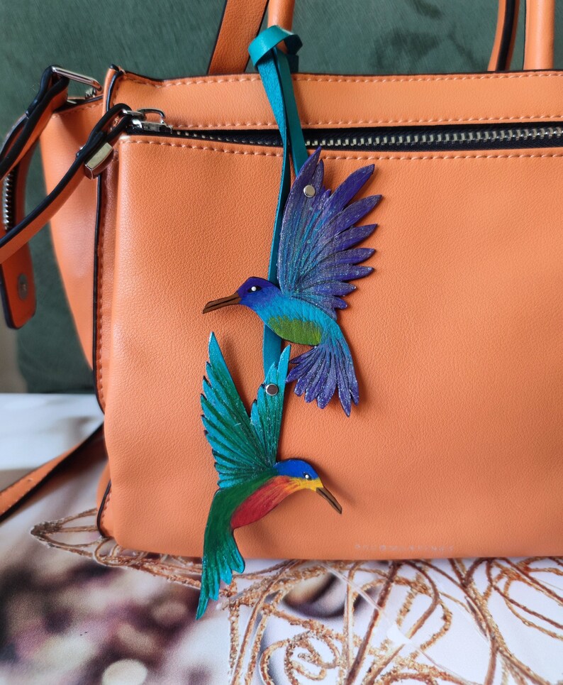 Humming Birds Bag Charm Leather Birds Bag Charm Handmade - Etsy