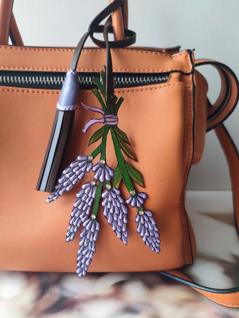 Lavender Leather Bag Charm Leather Handbag Charm Leathe - Etsy