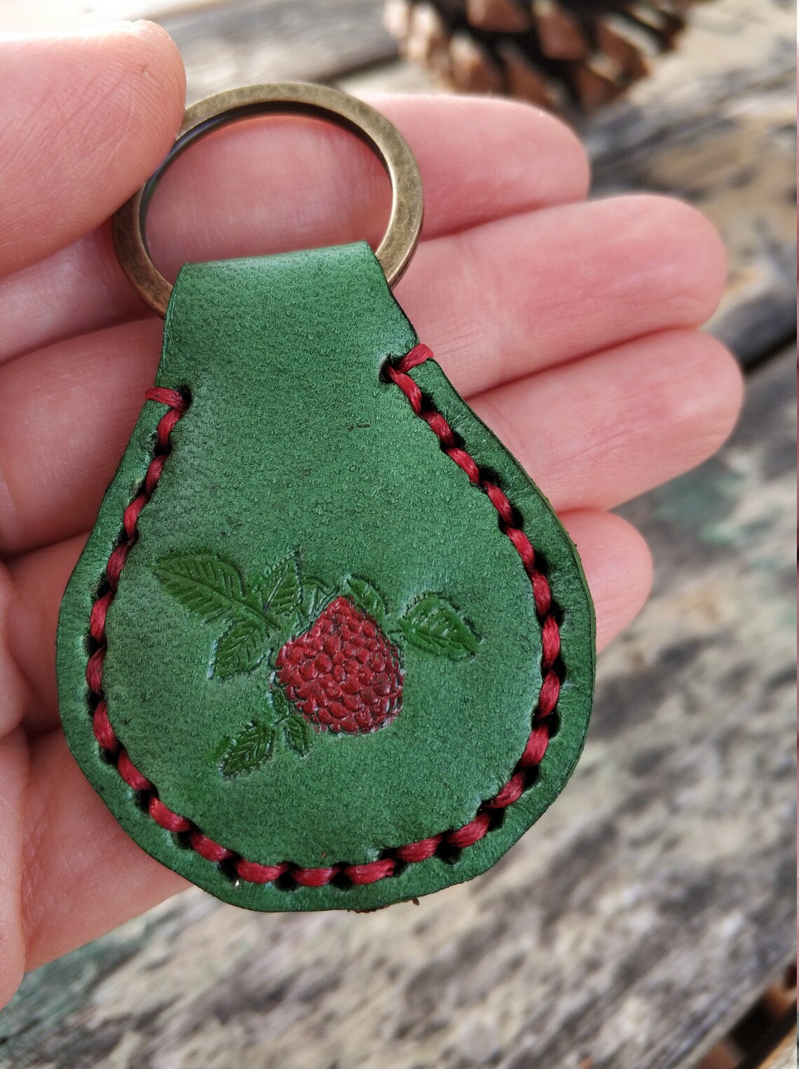 Raspberry Keychain Handmade Leather Keyring Raspberry Fob | Etsy