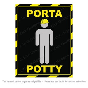 Construction Birthday Porta Potty Sign: 8x10, 16x20 (digital Download ...