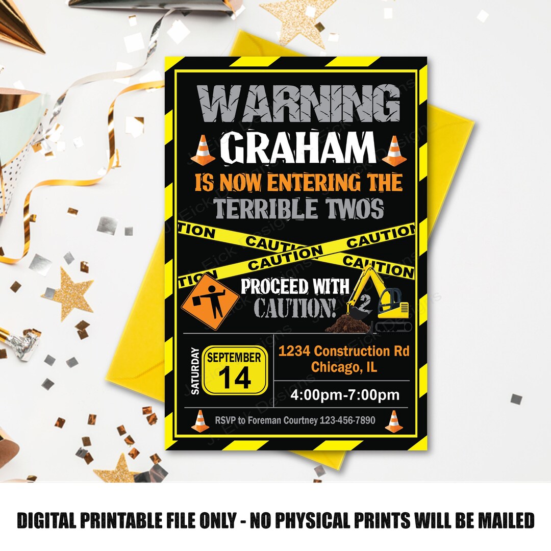 Construction Birthday Invite Construction Birthday Party - Etsy