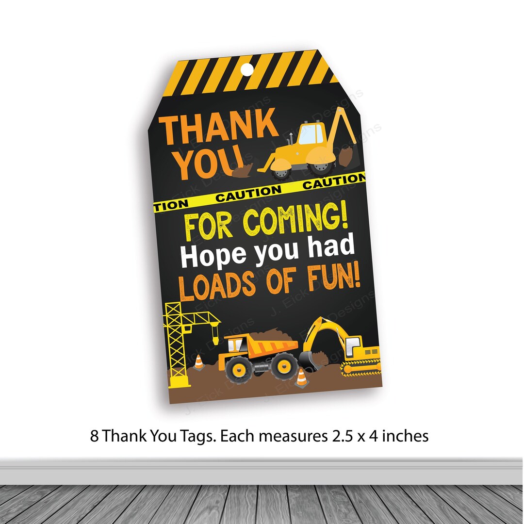 Construction Birthday, Party Favor Tags, Construction Birthday ...