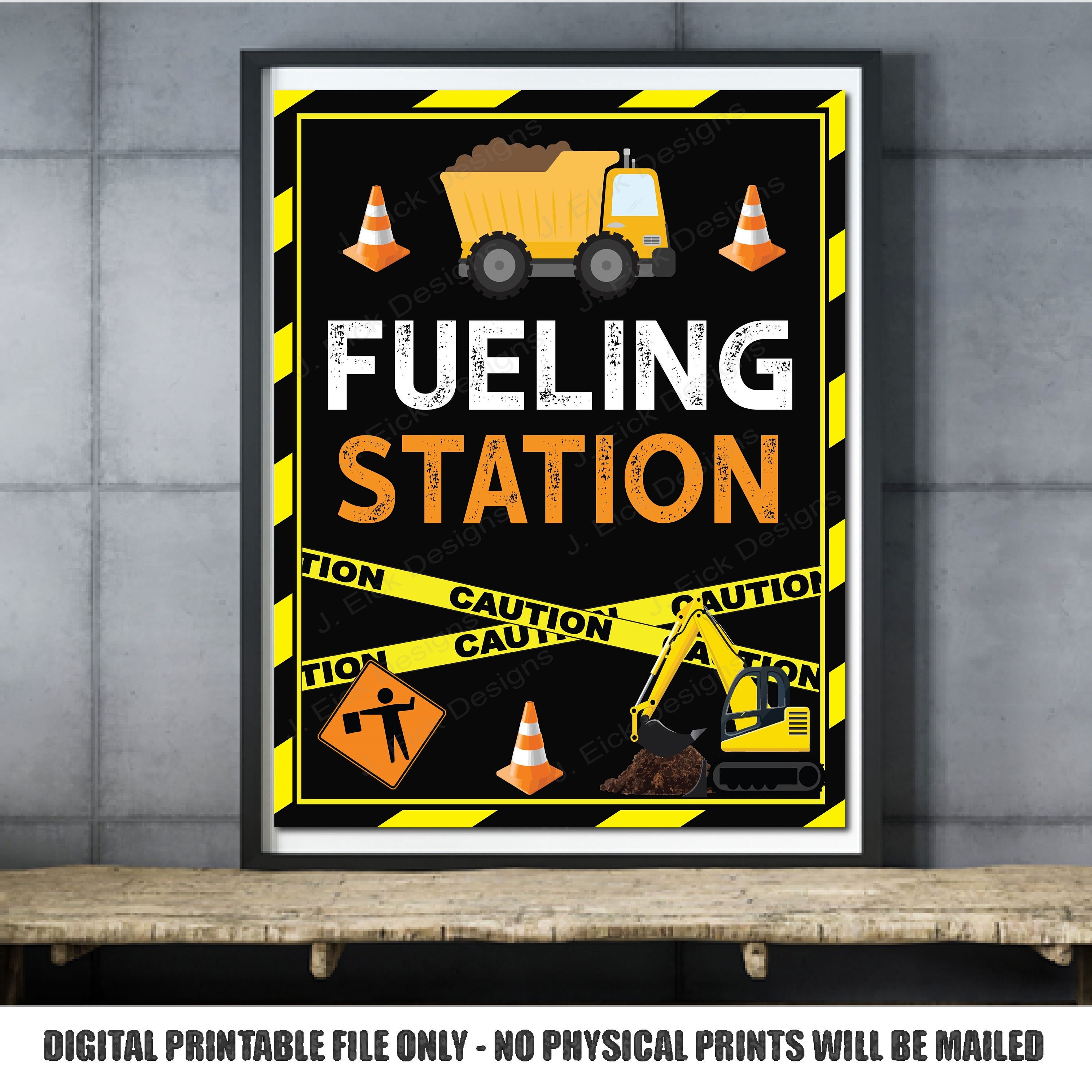 Construction Birthday Party Sign: Fueling Station Decor (digital ...