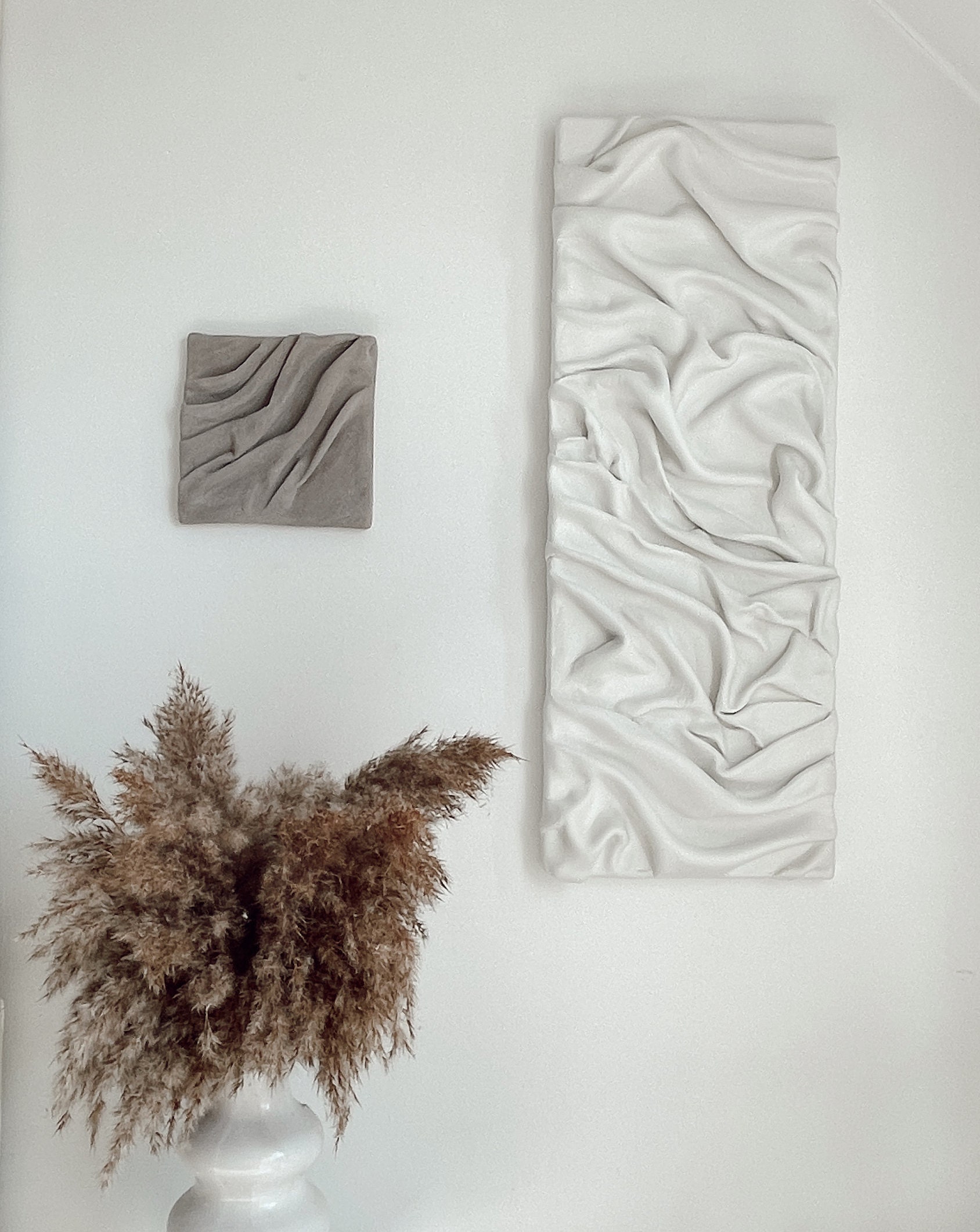Plaster Wall Art | 3D Draped Fabric Effect | Textured Home Decor ...