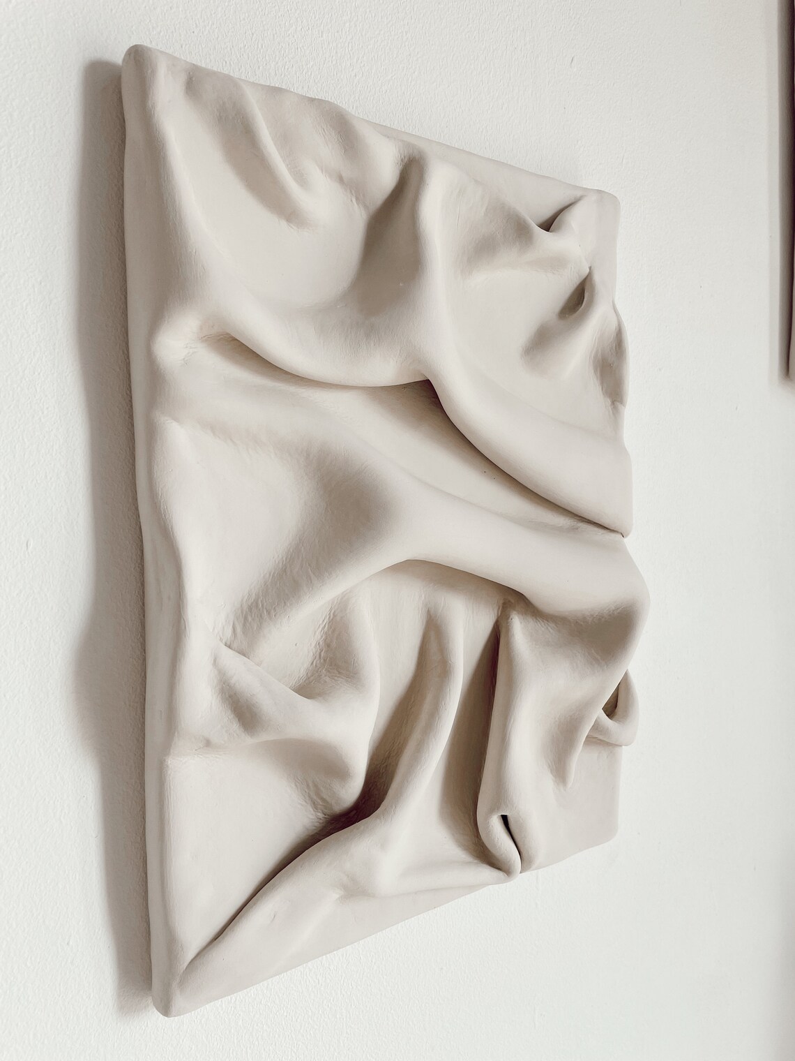 Plaster Wall Art 3D Draped Fabric Effect textured Home Decor Minimalist ...