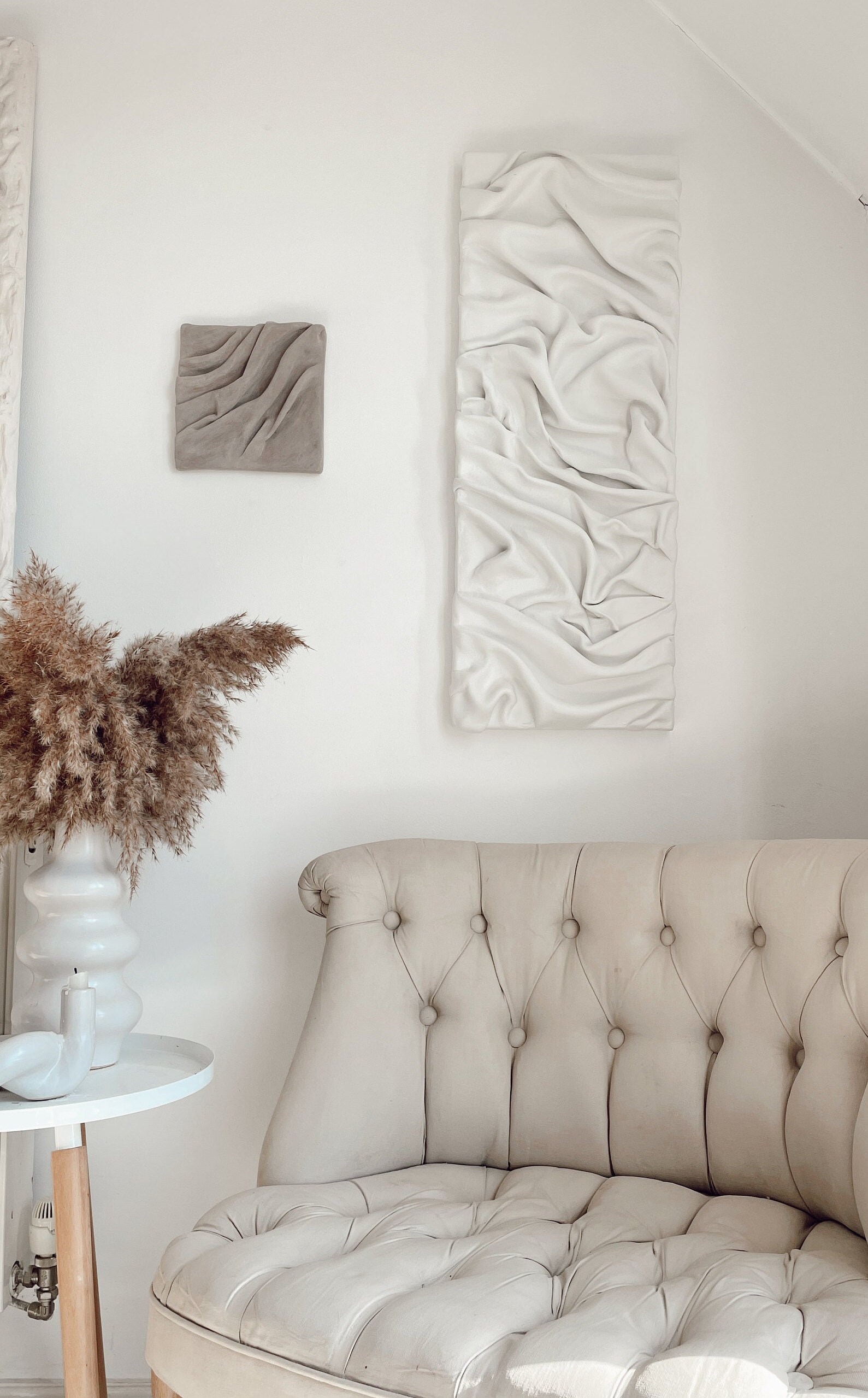 Plaster Wall Art | 3D Draped Fabric Effect | Textured Home Decor ...