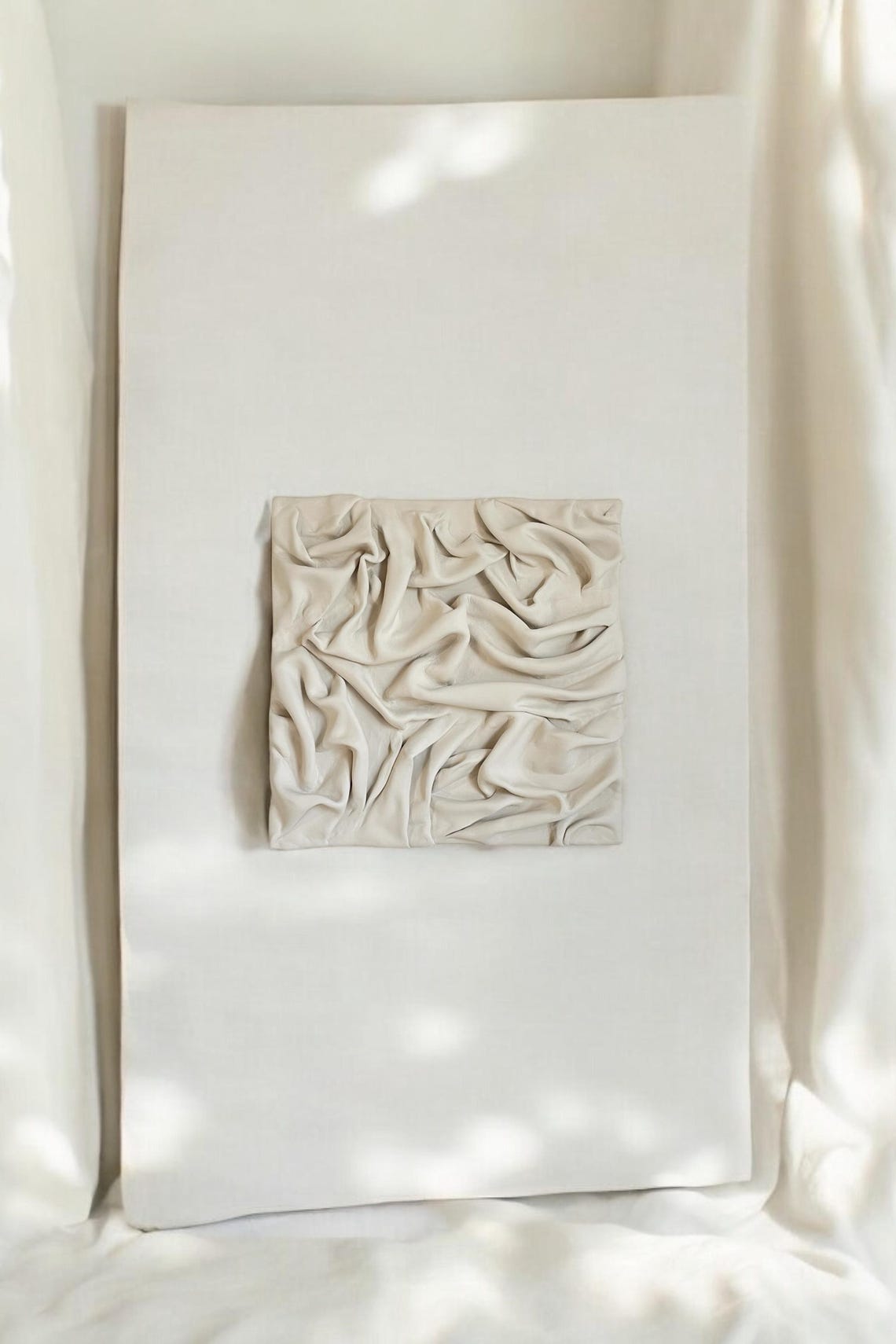 Plaster Wall Art – 3D Draped Fabric Effect | Textured Minimalist Clay ...
