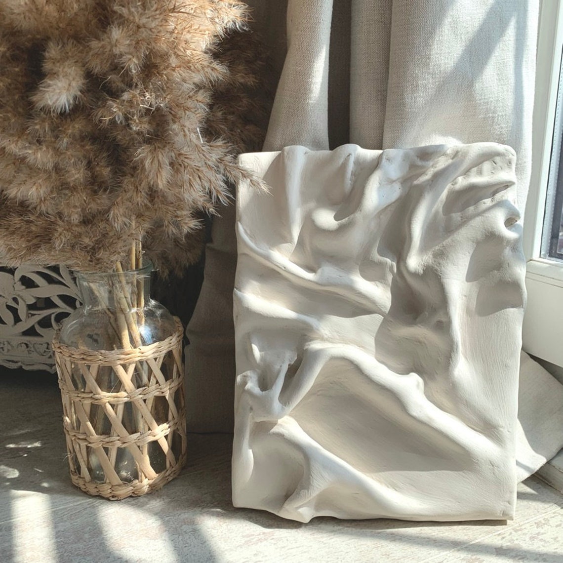 Plaster Wall Art | 3D Draped Fabric Effect |textured Home Decor ...
