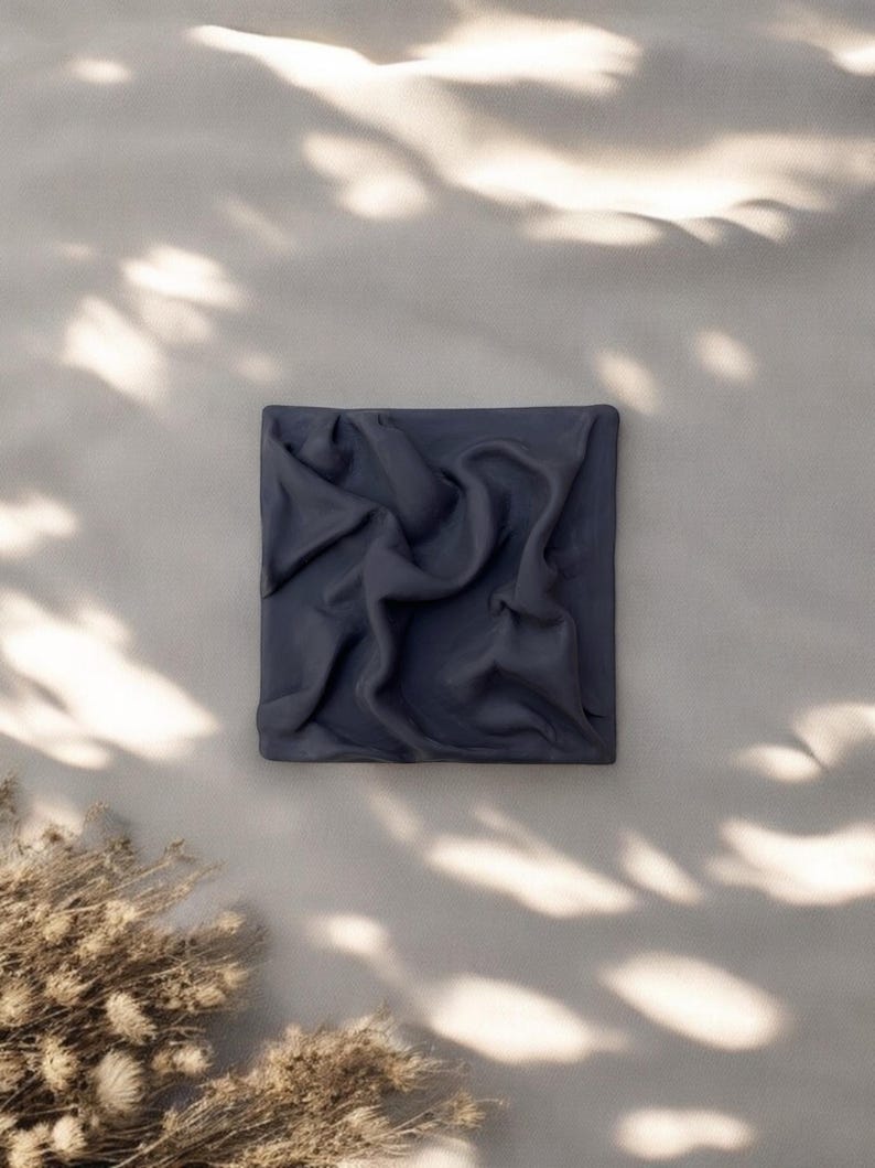 Plaster Wall Art 3D Draped Fabric Effect Textured Home Decor Minimalist ...