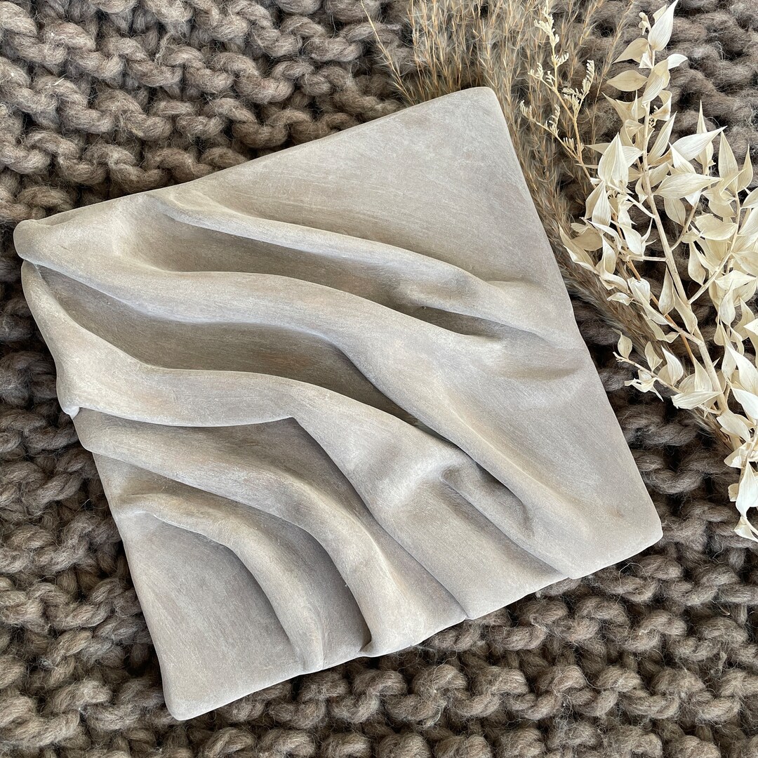 Neutral Plaster Wall Art | Taupe Chalkwash Effect | 3D Draped Fabric ...