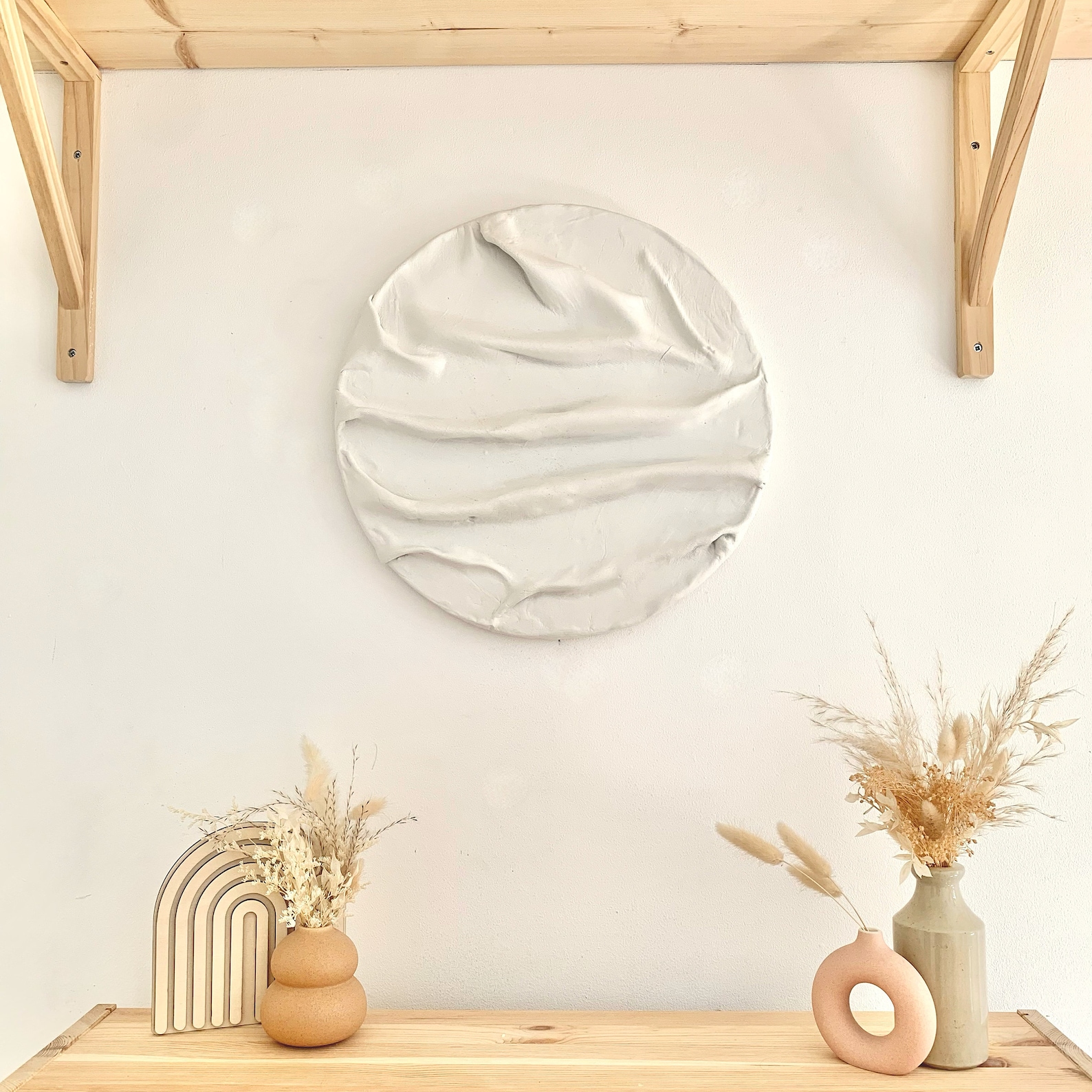 Plaster Wall Art | 3D Draped Fabric Effect | Textured Home Decor ...
