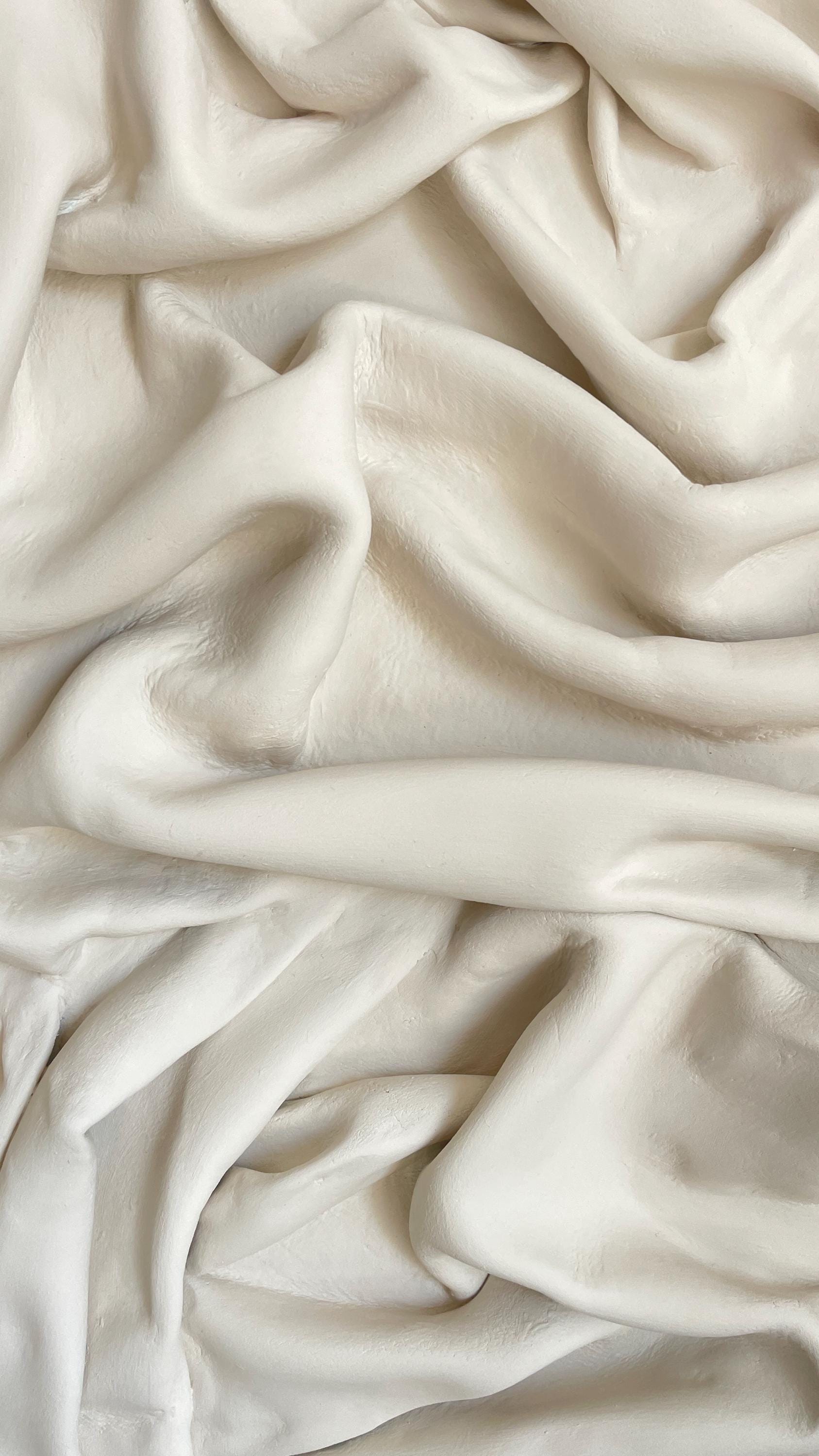Plaster Wall Art – 3D Draped Fabric Effect | Textured Minimalist Clay ...