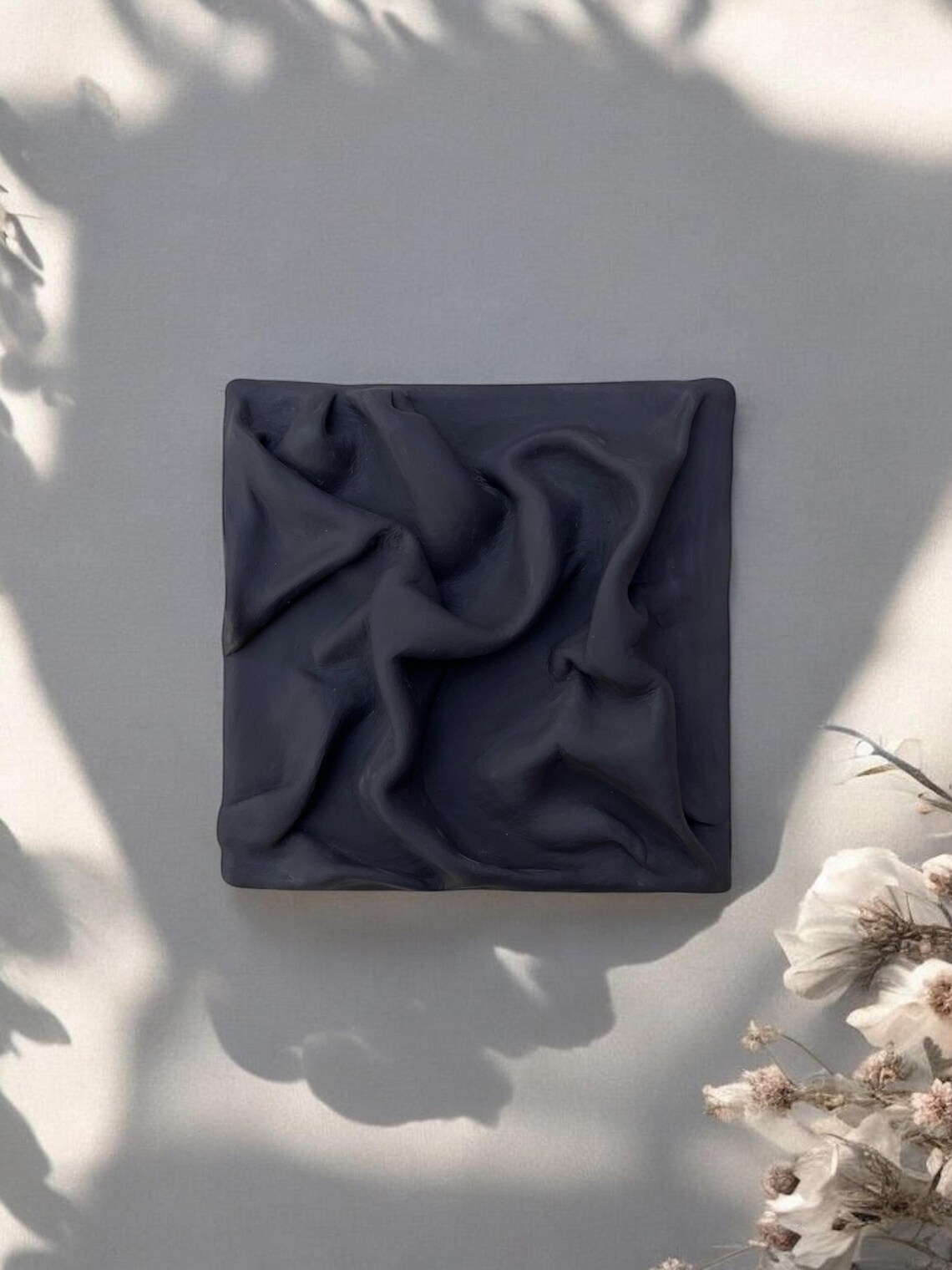 Plaster Wall Art 3D Draped Fabric Effect Textured Home Decor Minimalist ...