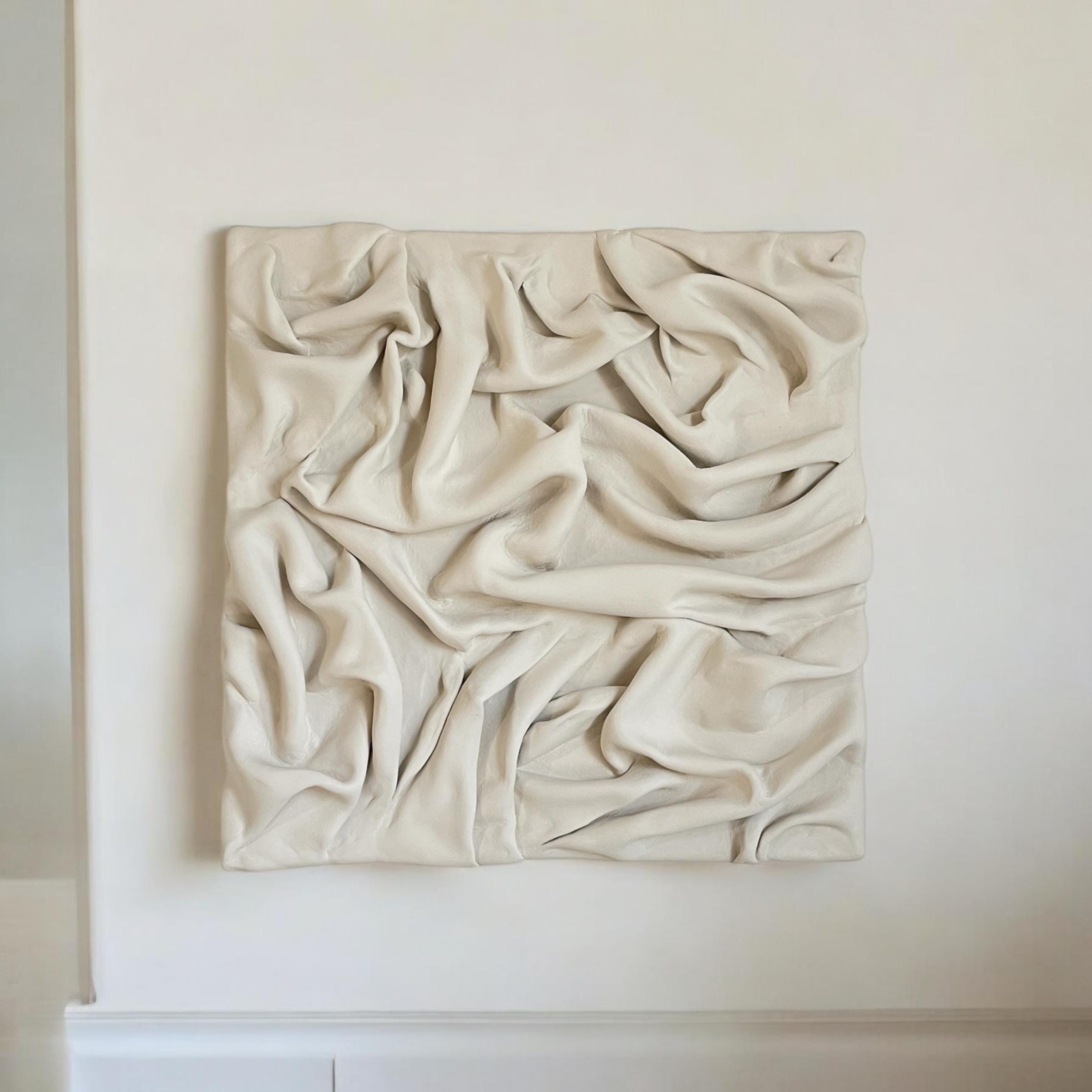 Plaster Wall Art – 3D Draped Fabric Effect | Textured Minimalist Clay ...