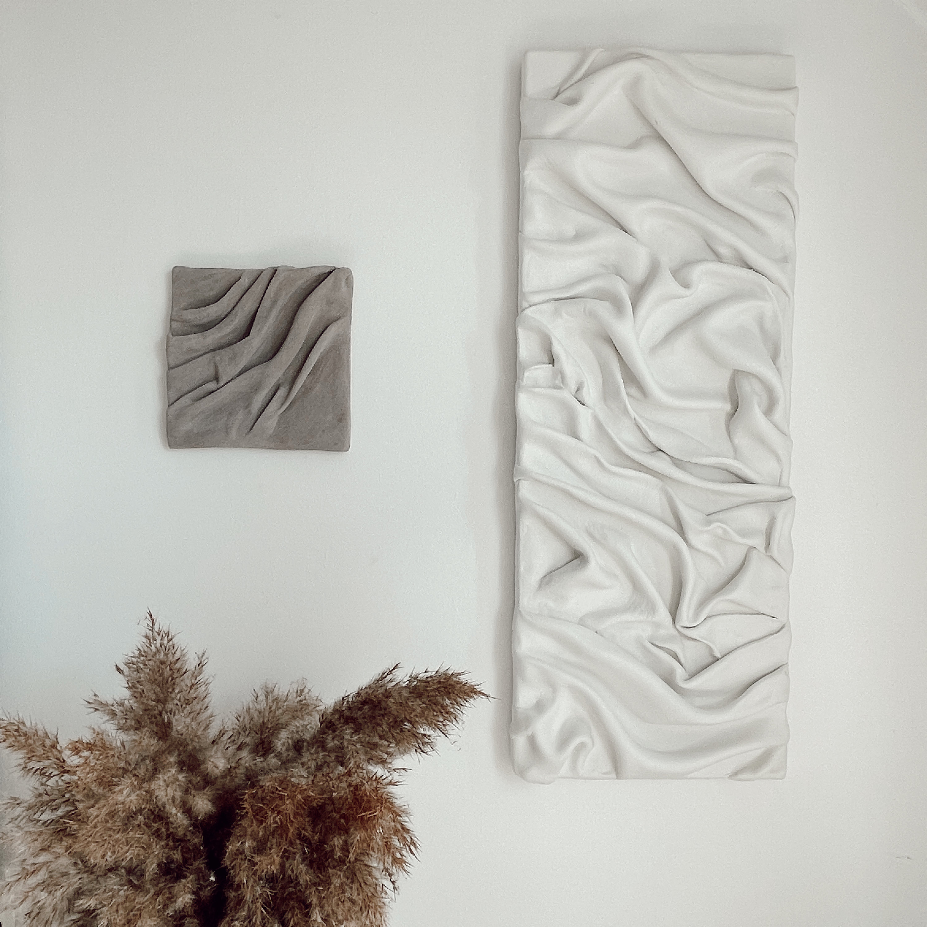 Plaster Wall Art | 3D Draped Fabric Effect | Textured Home Decor ...
