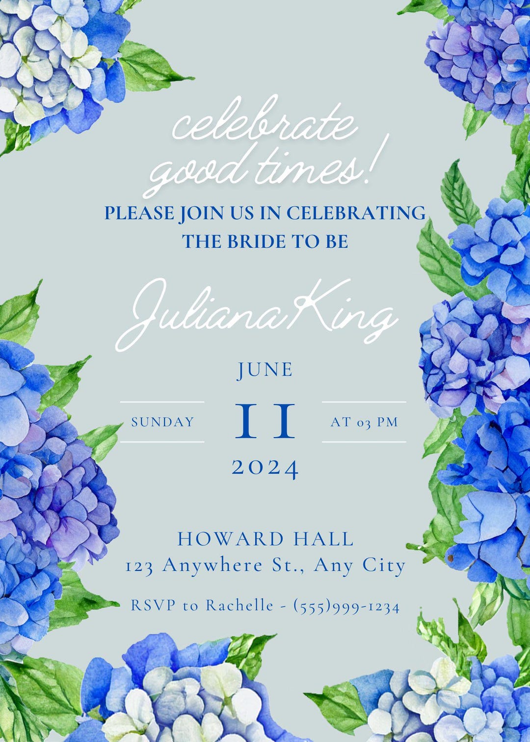 Bridal Shower - Blue Hydrangeas - Etsy