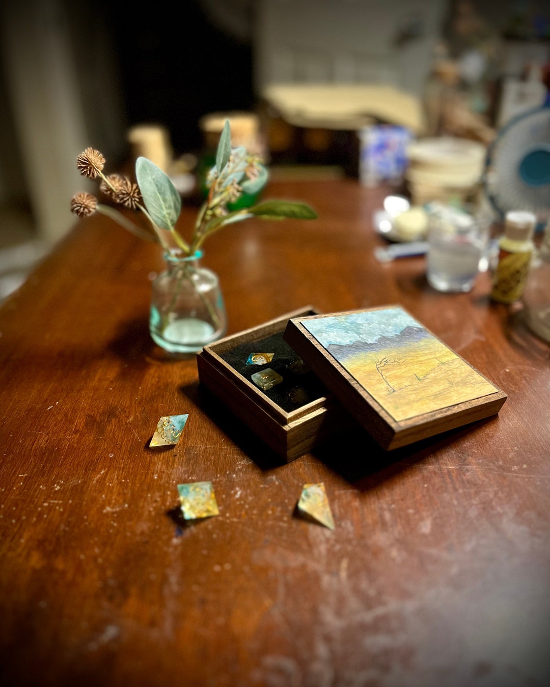 Dice Box | “the Great Sand Seas” | Wooden Dice Box With Hand-painted ...